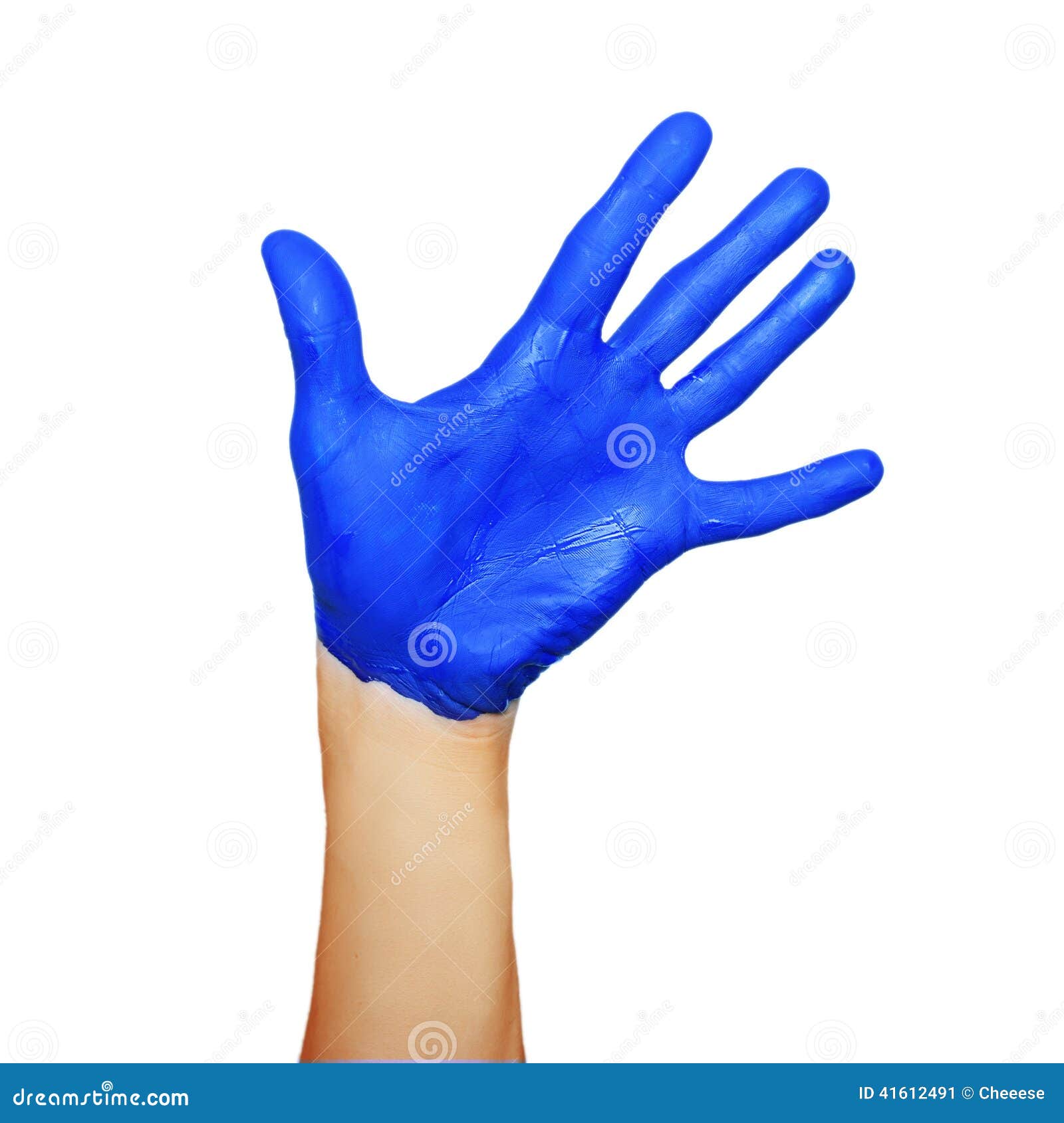 Hand in blue paint stock image. Image of goodbye, genius - 41612491