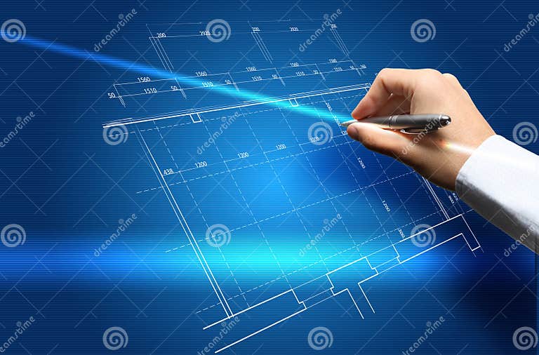 Hand and blueprint stock image. Image of idea, male, engineering - 23124833
