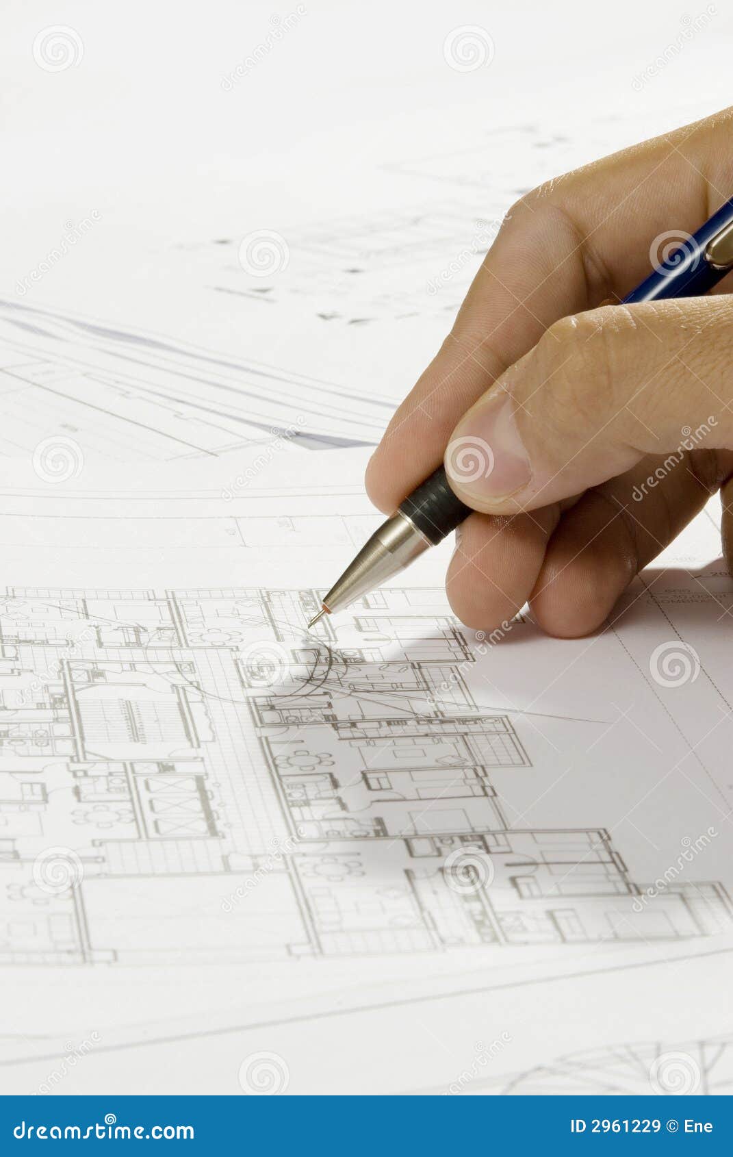 Hand and blueprint stock image. Image of blueprint, contractor - 2961229