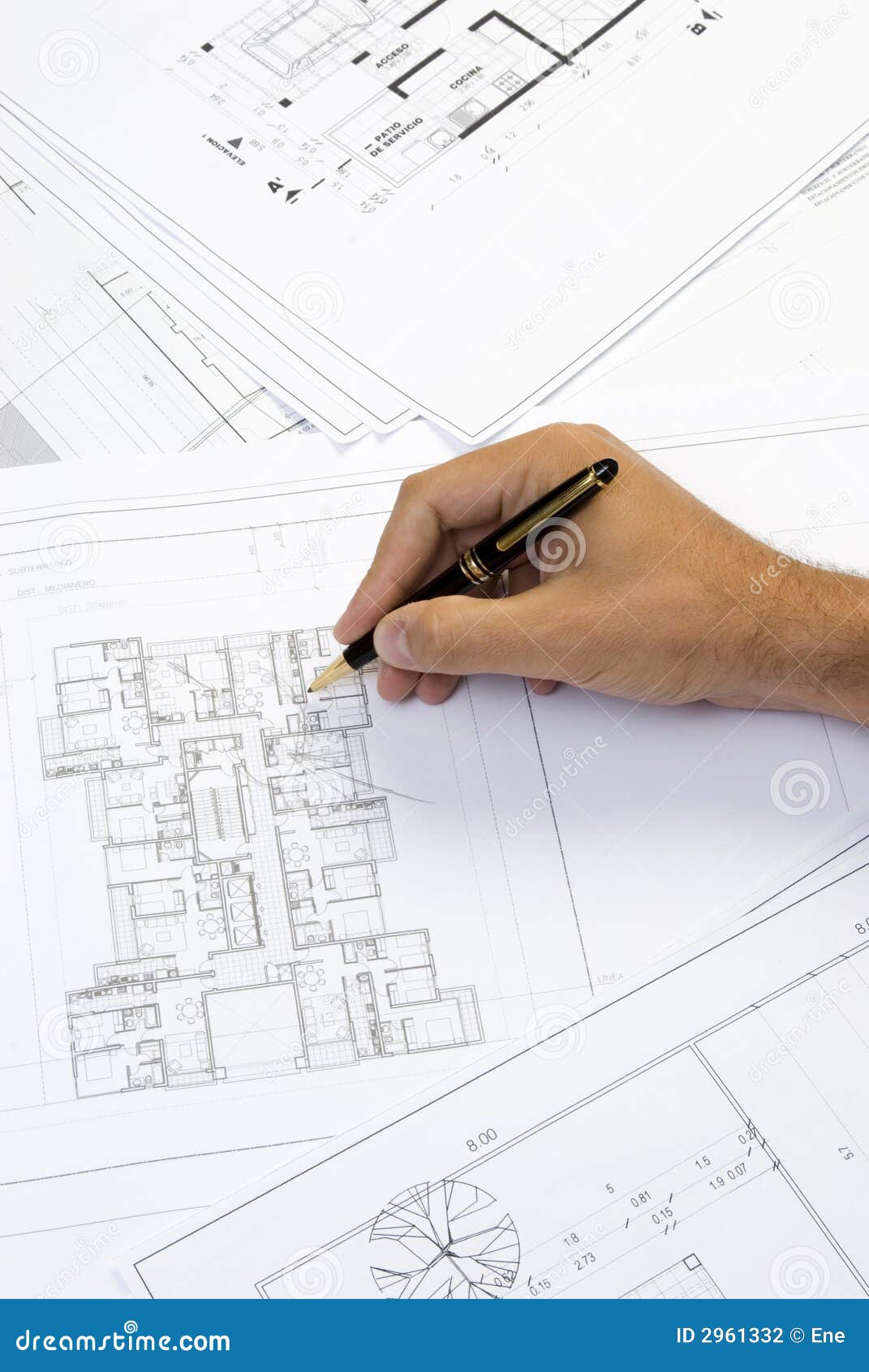 Hand and blueprint stock photo. Image of draft, home, labor - 2961332