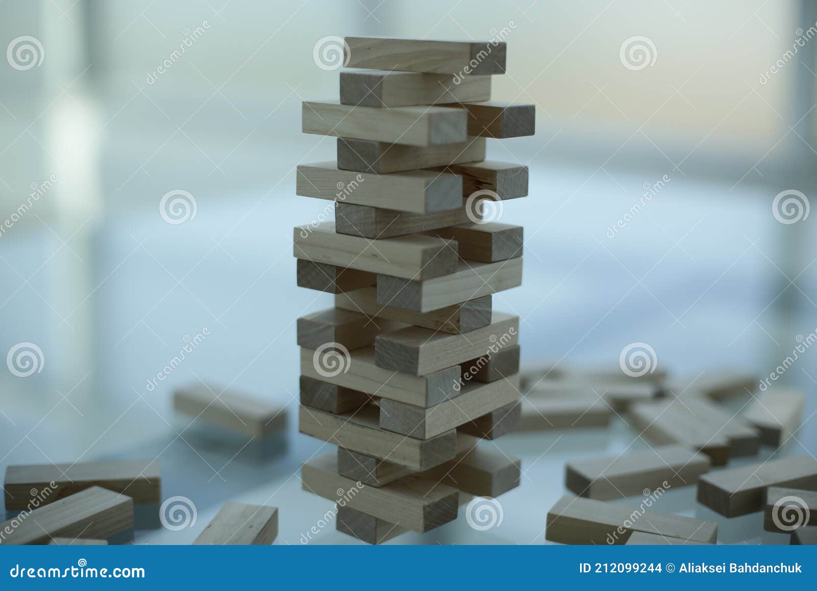Hand, Board Game - Wooden Bars on a Glass Table Stock Photo - Image of ...