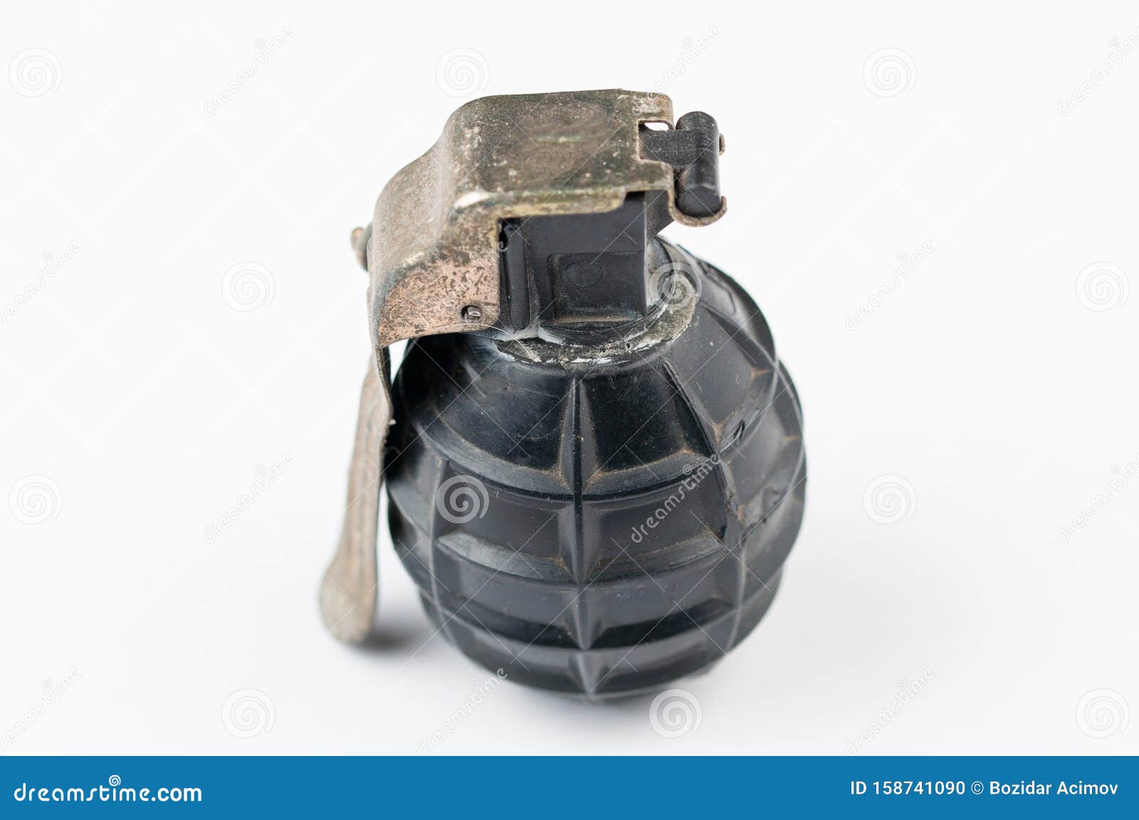 Hand Bomb On White Background.Copy Space Stock Photo - Image of plastic ...