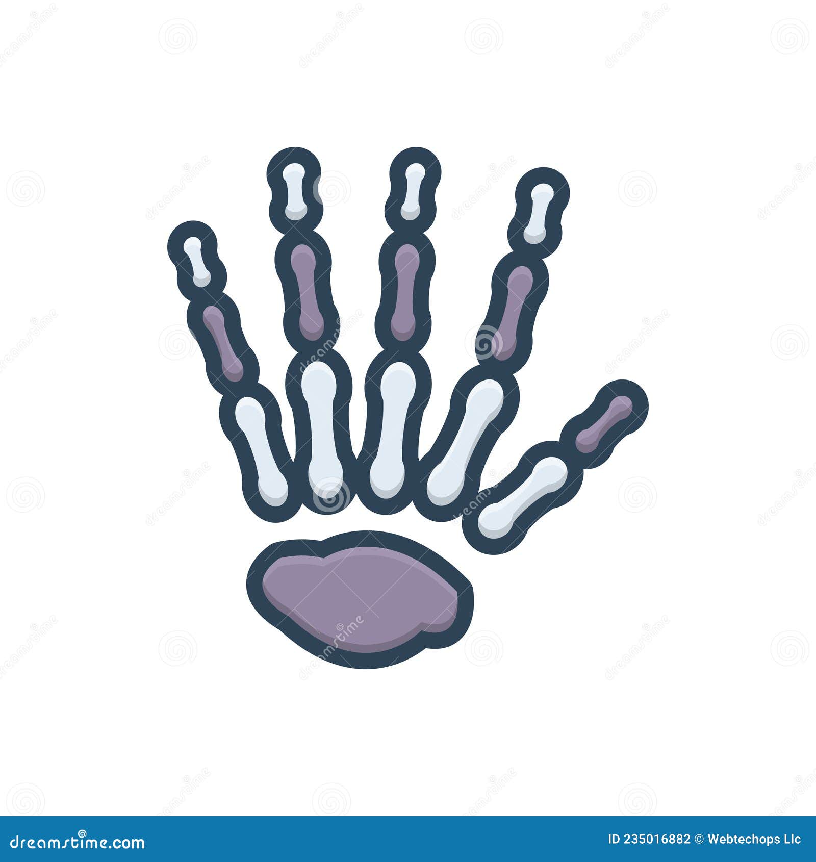 Color Illustration Icon For Hand Bones, Skeleton And Anatomy Royalty ...