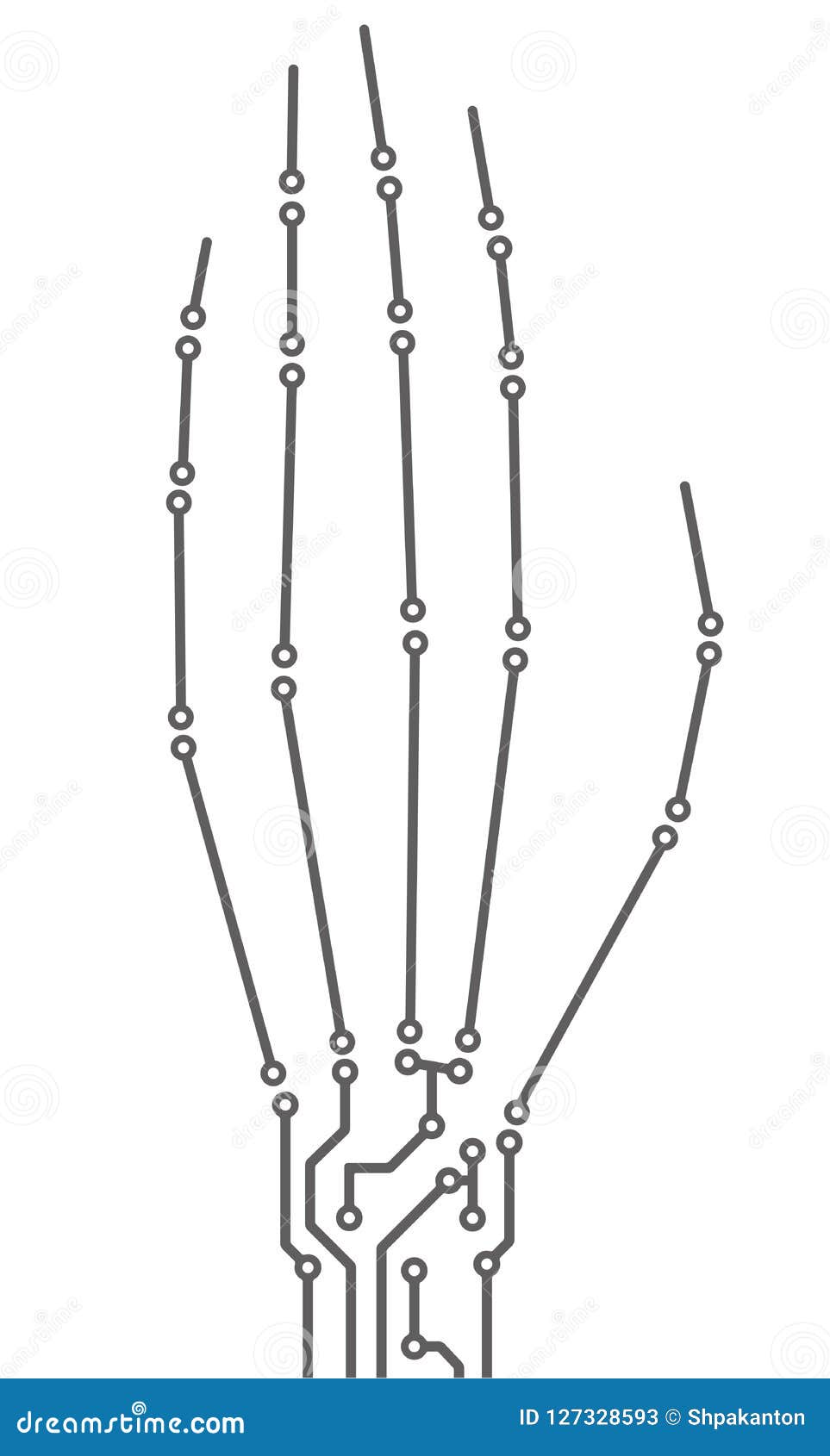 Hand Bones in PCB-layout Style. Conceptual Illustration for Comp Stock ...