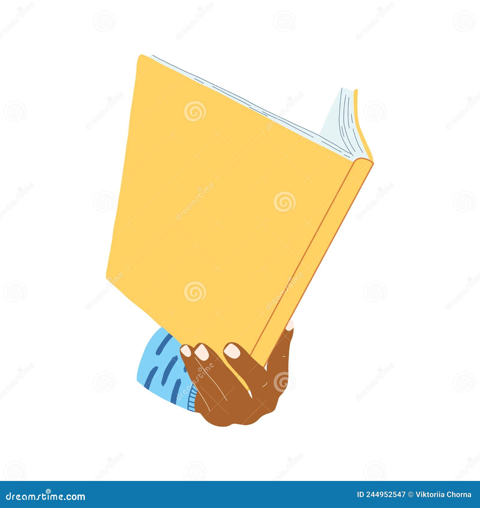 Hand with Book in Cartoon Flat Style. Concept of World Book Day ...