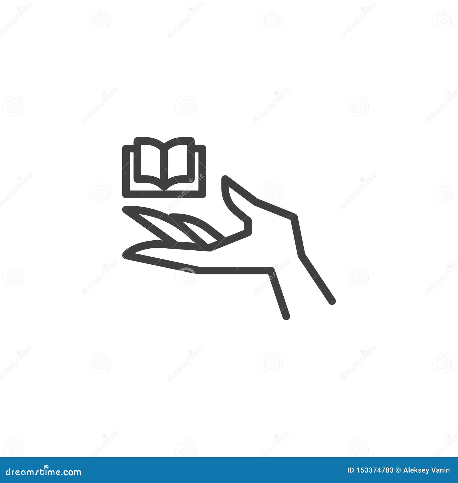 Hand and book line icon stock vector. Illustration of pictogram - 153374783