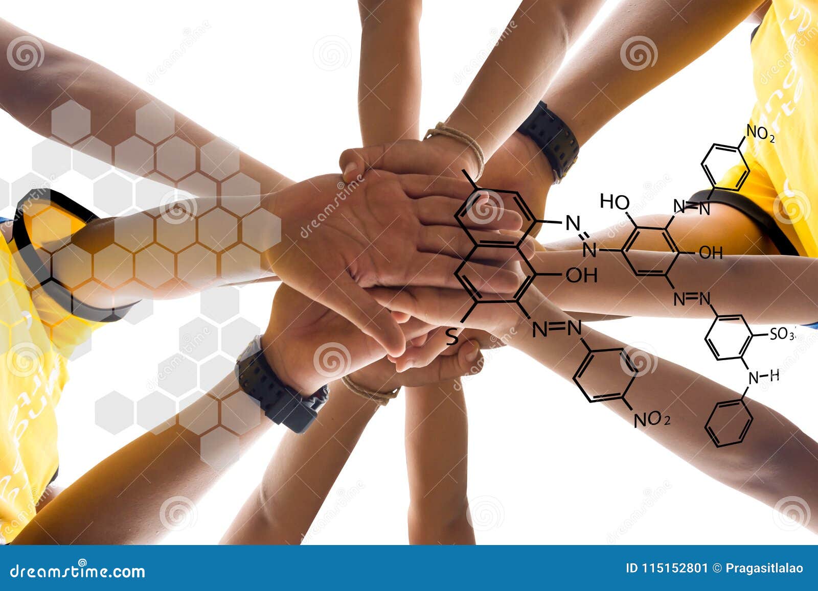 Hand Boom of Team Work from Bottom View Stock Image - Image of unity ...