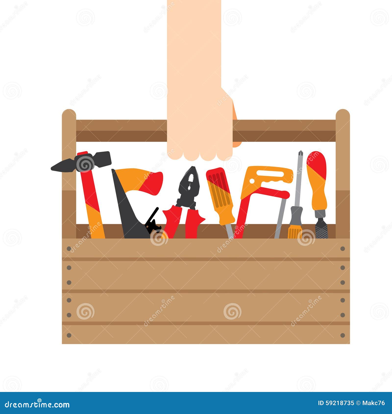 Hand box with tools stock vector. Illustration of isolated - 59218735