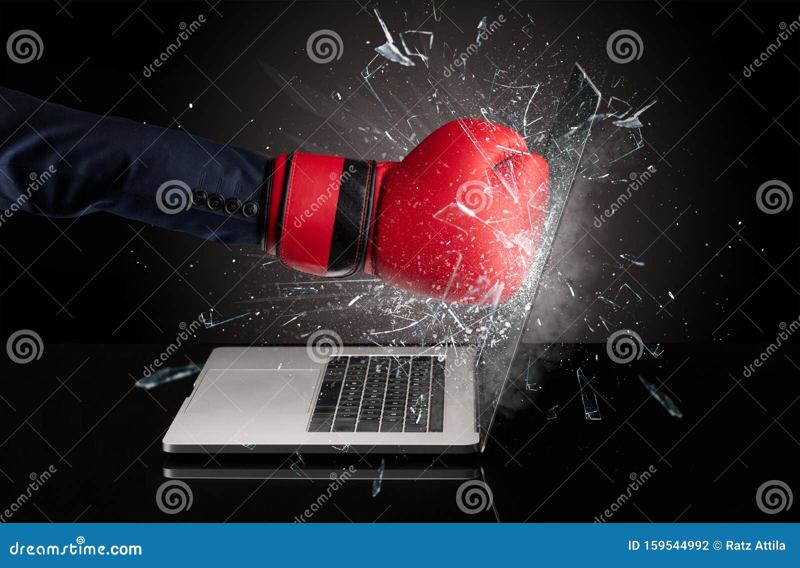 Hand boxing laptops screen stock photo. Image of pointer - 159544992