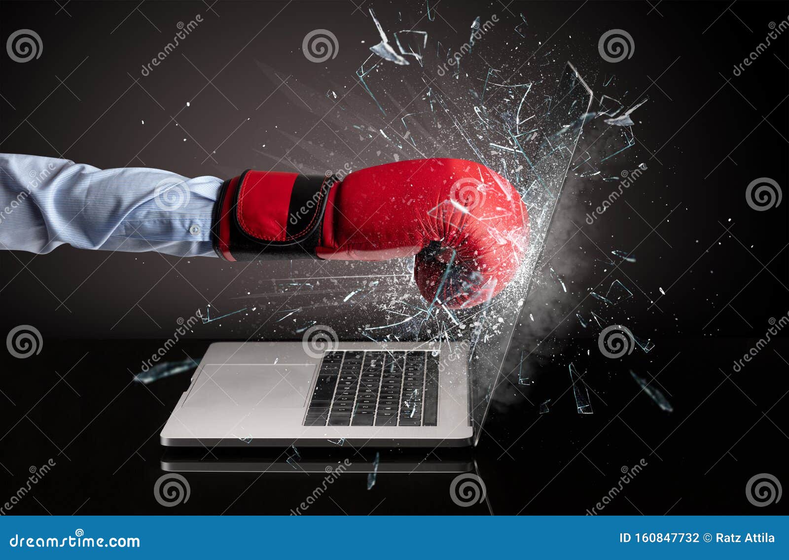 Hand boxing laptops screen stock photo. Image of keyboard - 160847732