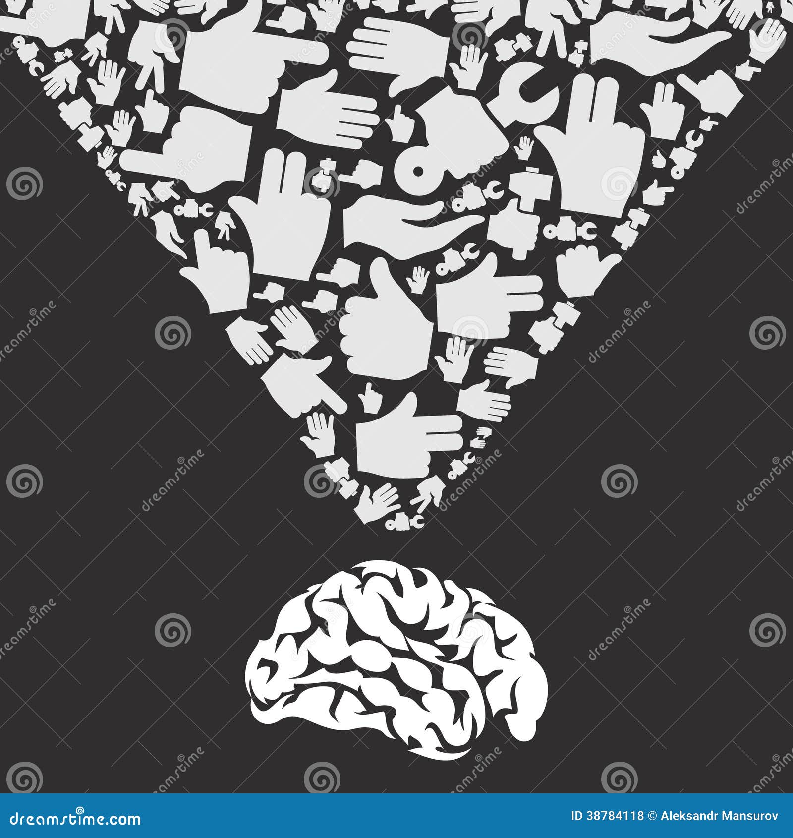 Hand from brain stock illustration. Illustration of mind - 38784118