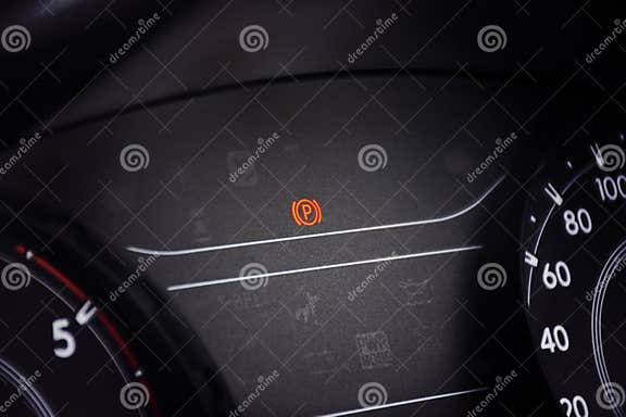 Handbrake warning lights. stock image. Image of black - 153959371