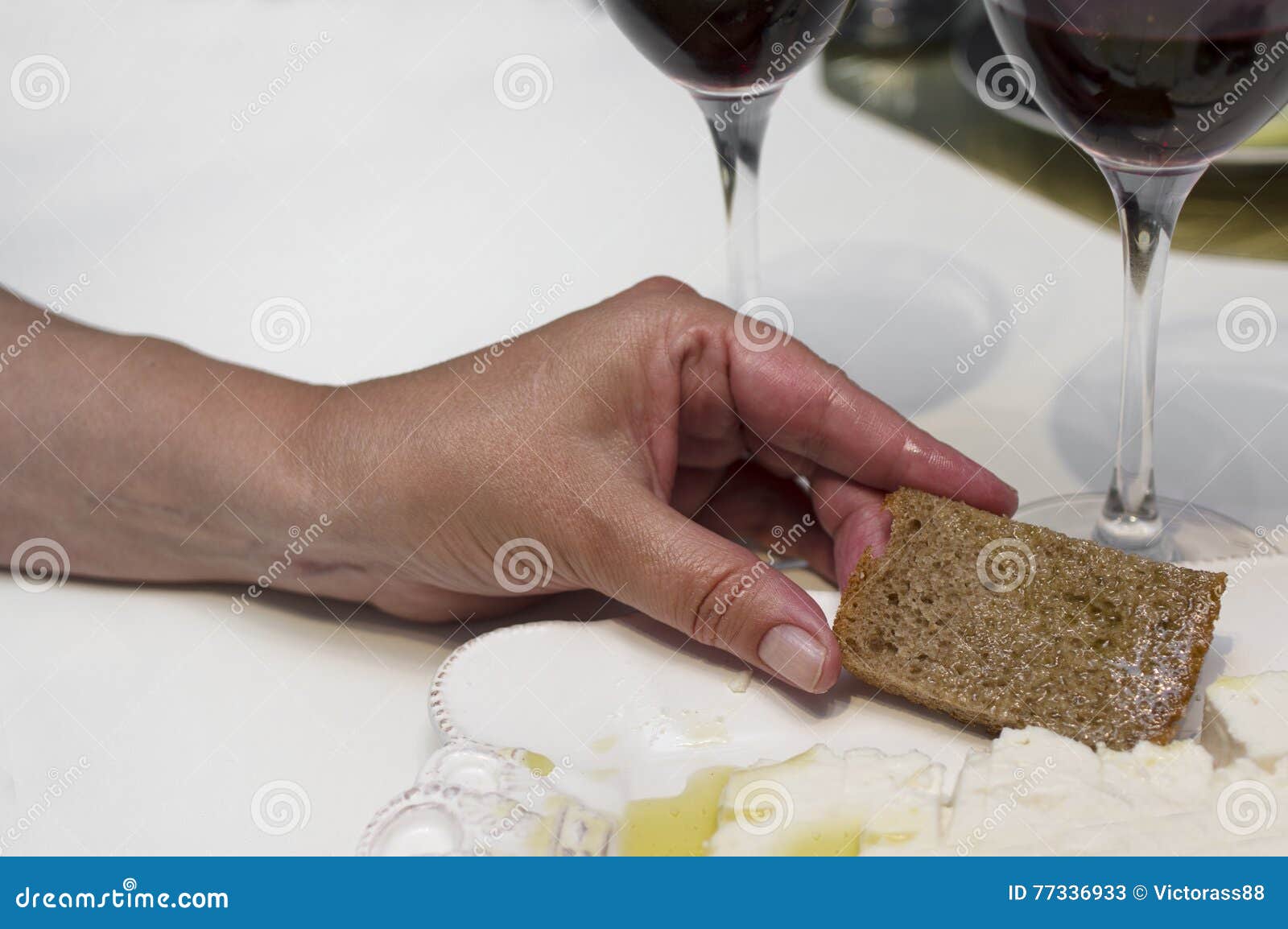Hand with Bread stock image. Image of wine, dairy, hand - 77336933