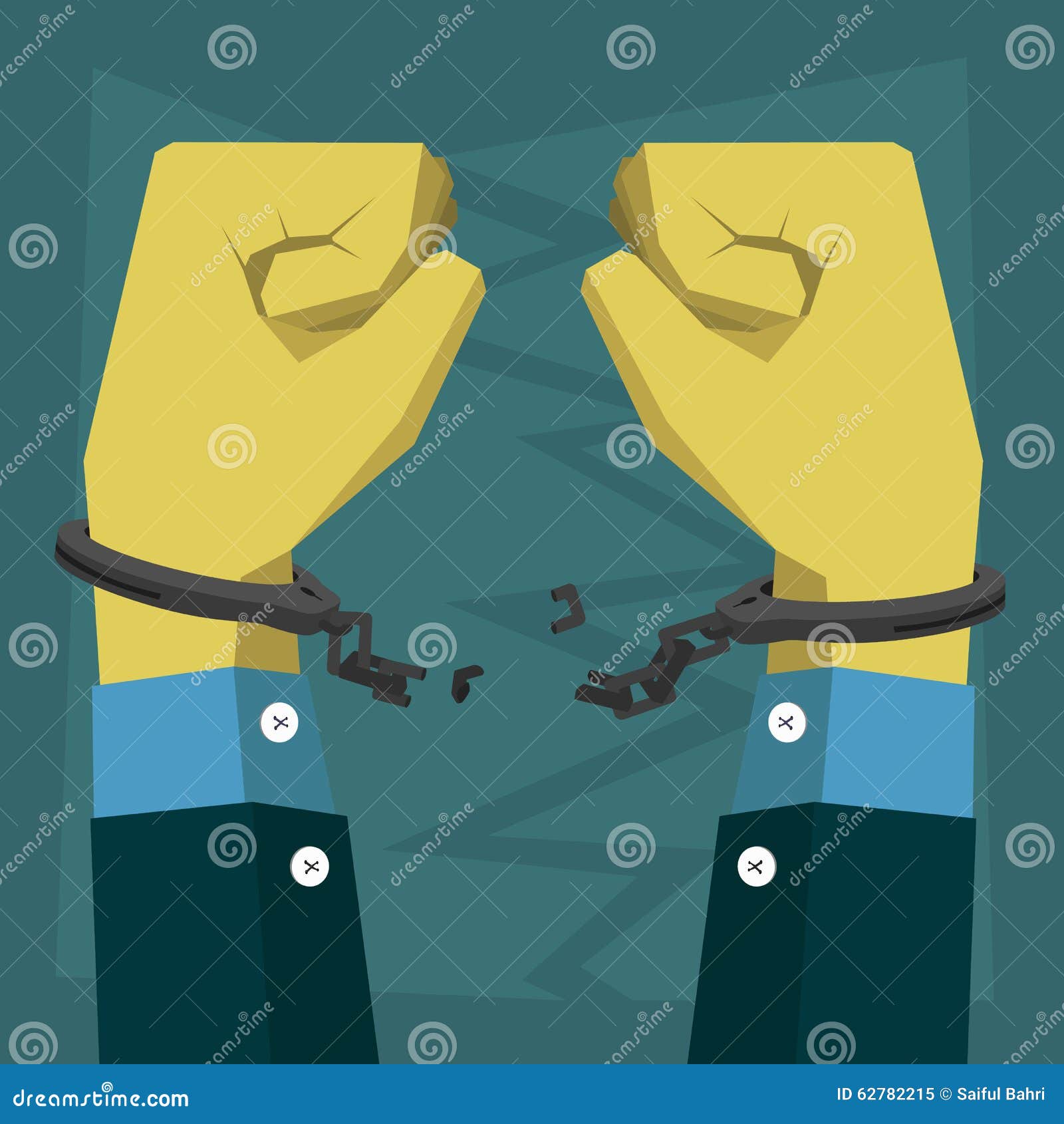 Hand Break the Chain he Wore Handcuffs Stock Vector - Illustration of ...
