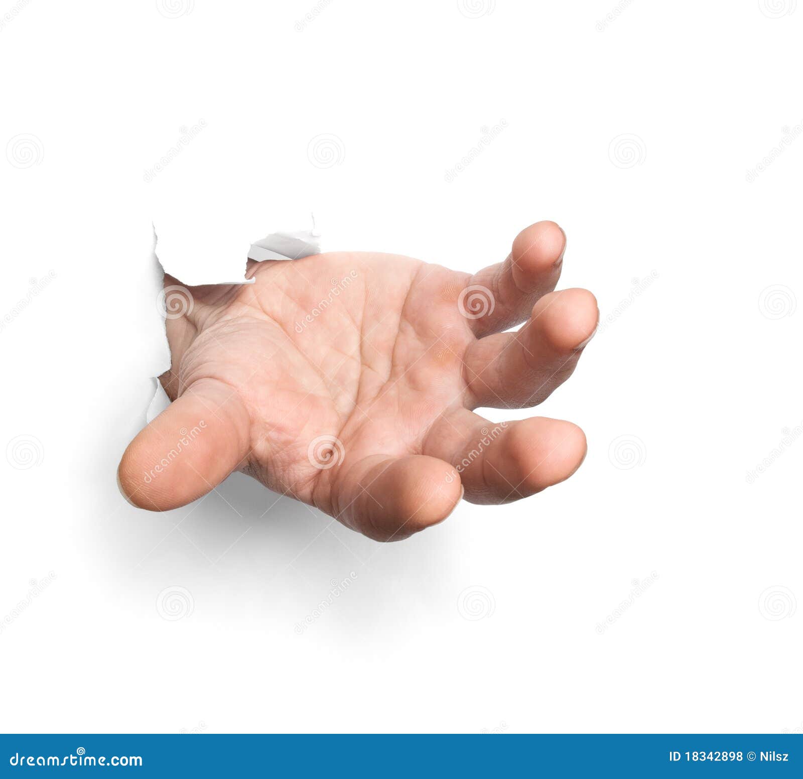 Hand break through paper stock photo. Image of power - 18342898