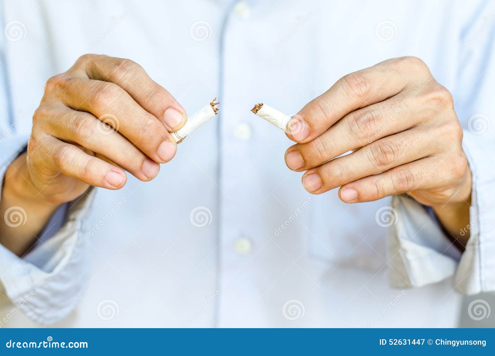 Hand Breaking the Last Cigarette To Stop Smoking Stock Image - Image of ...