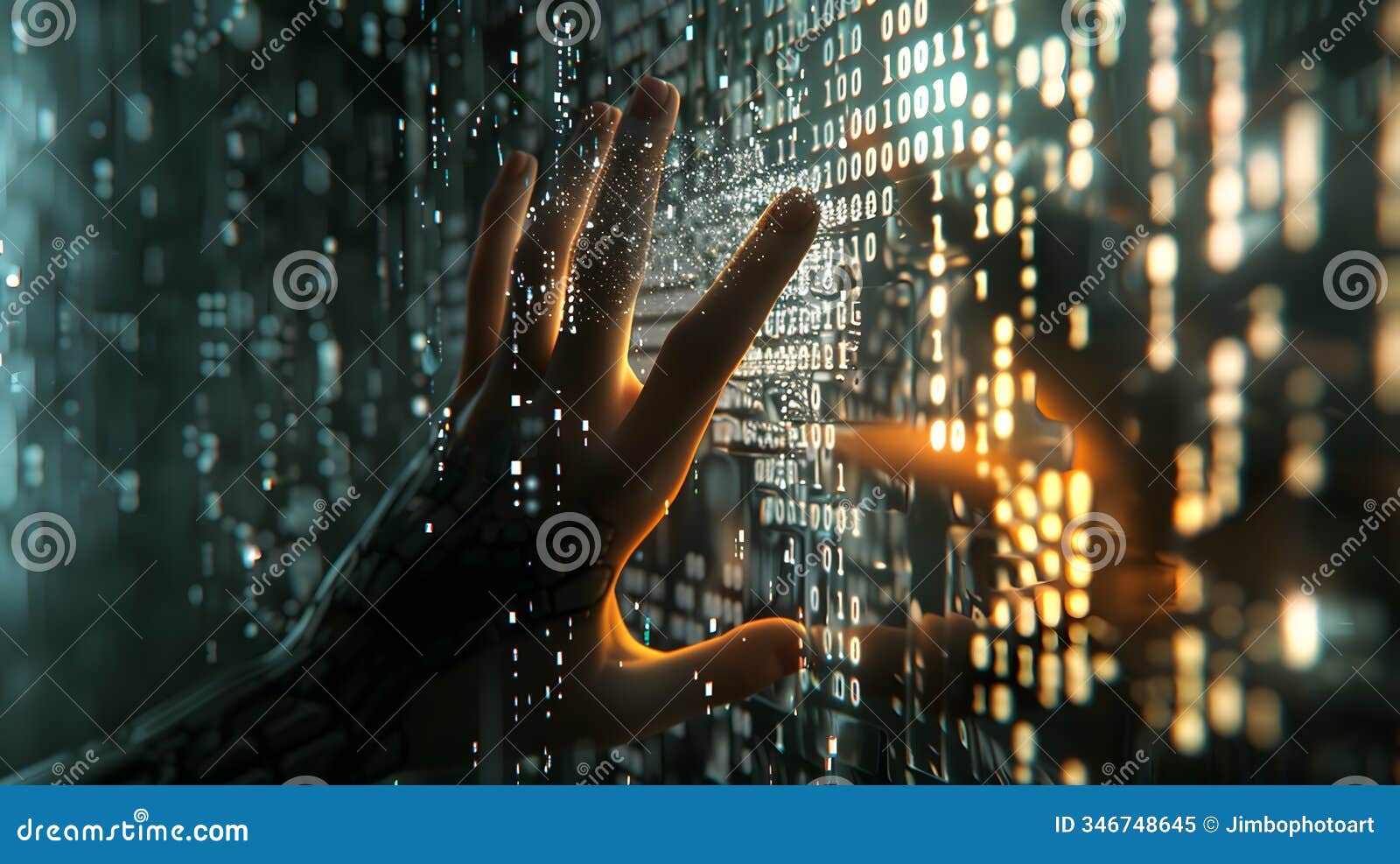 A Hand Breaking through Wall of Binary Code Symbol Stock Illustration ...