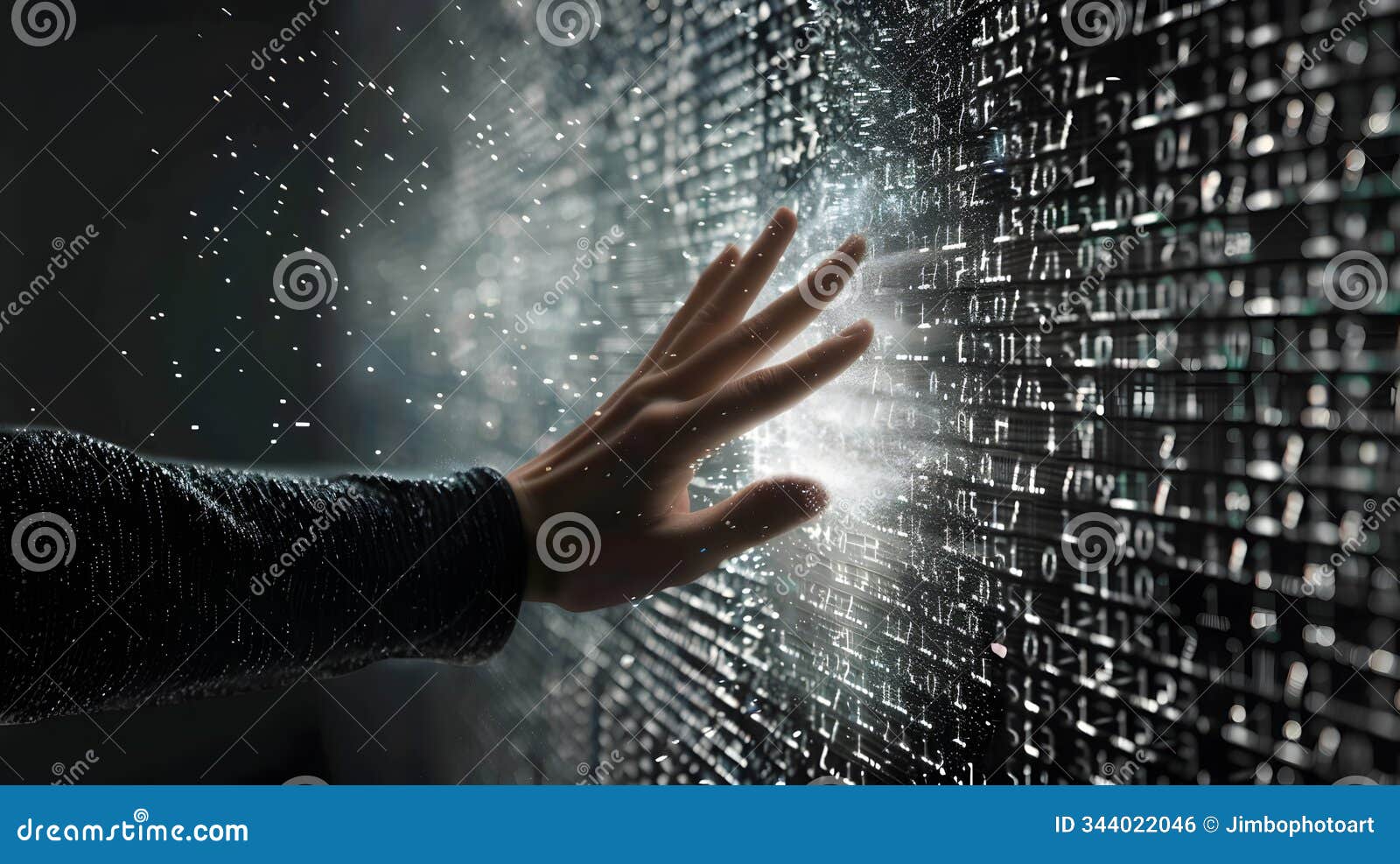 Hand Breaking through a Wall of Binary Code Symbol Stock Illustration ...