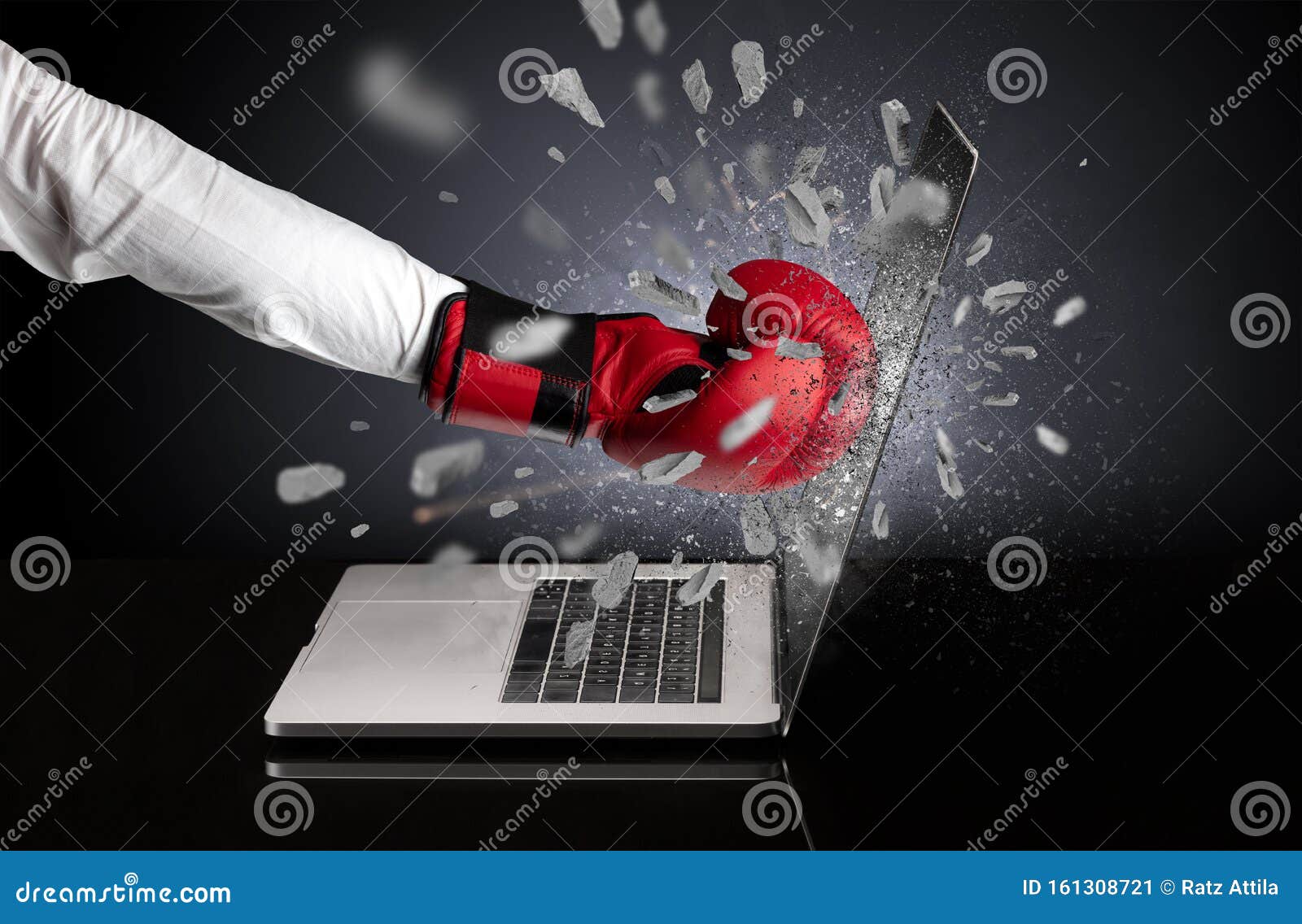 Hand breaks laptop screen stock image. Image of complain - 161308721