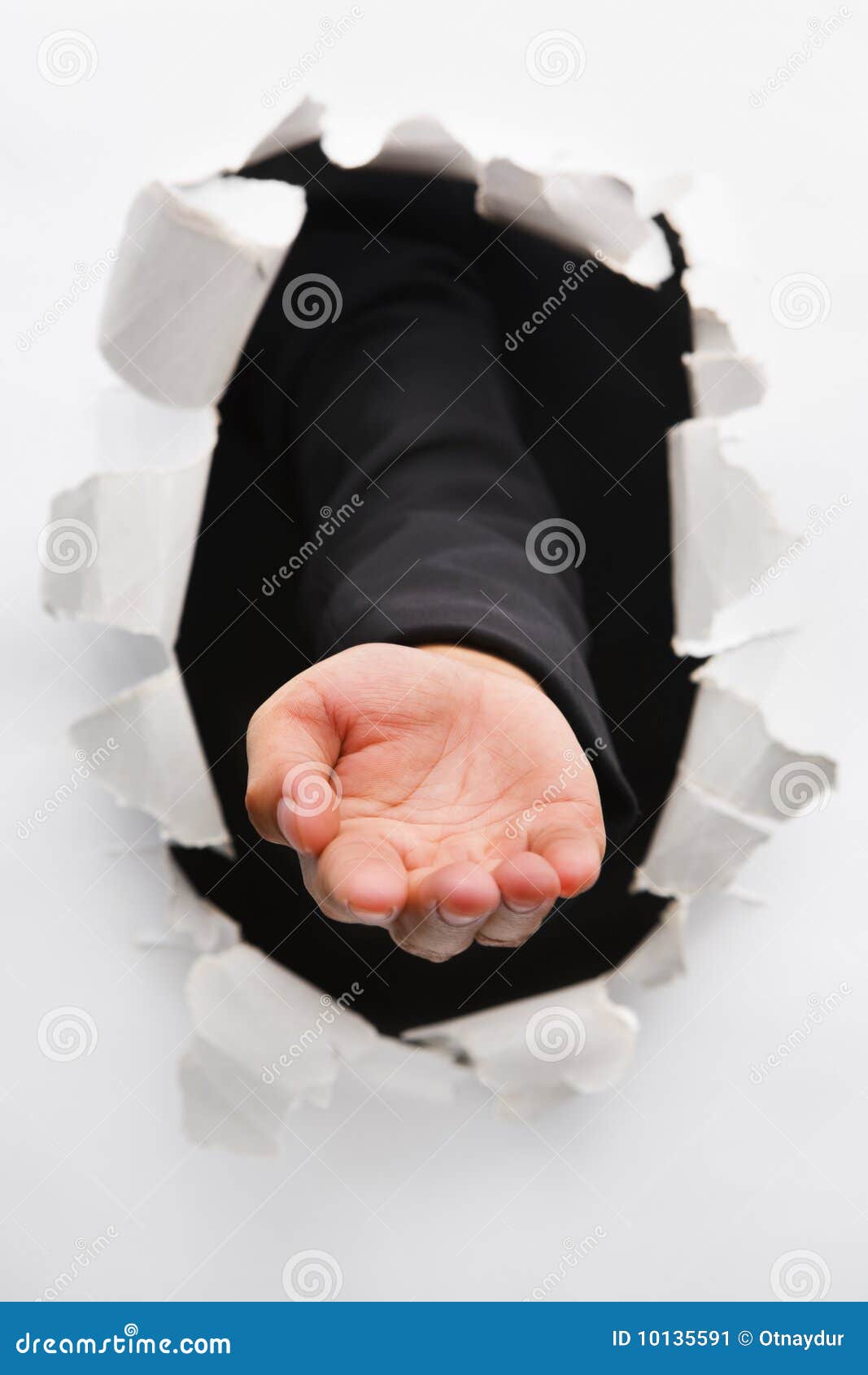 Hand Breakthrough Wall Holding Nothing Stock Image - Image of fingers ...