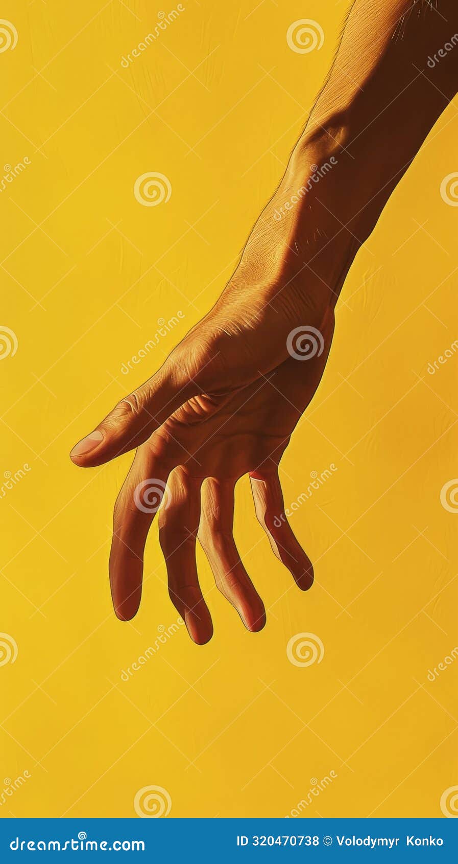 Hand on Bright Yellow Background Stock Photo - Image of shadow ...