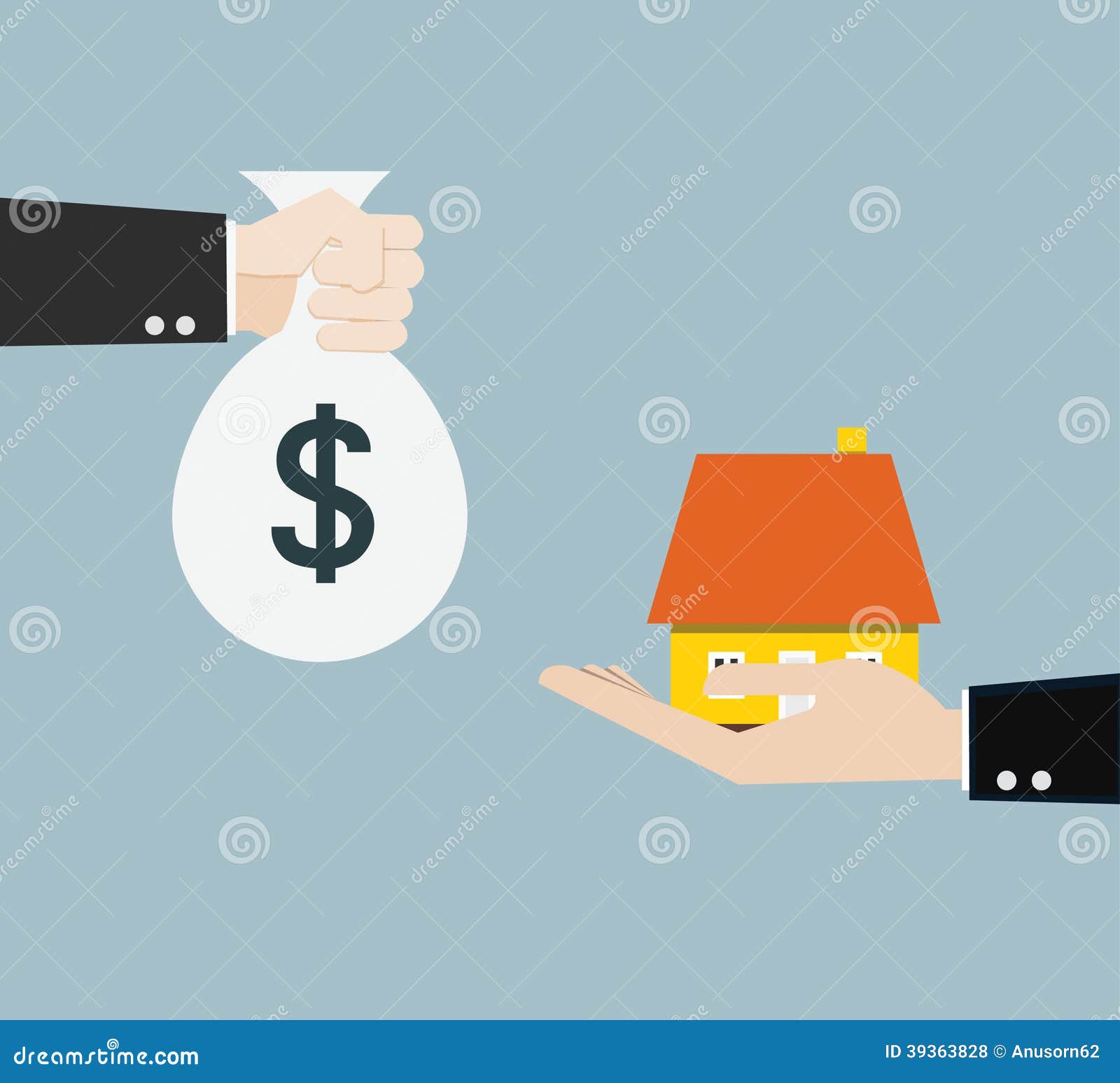 Hand bring money for home stock vector. Illustration of colorful - 39363828