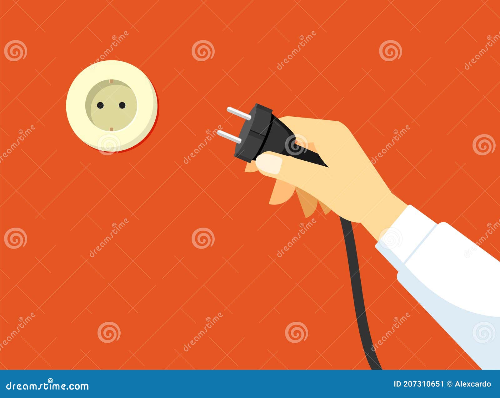 Hand Brings Plug Socket Illustration. Switching Household Appliances ...