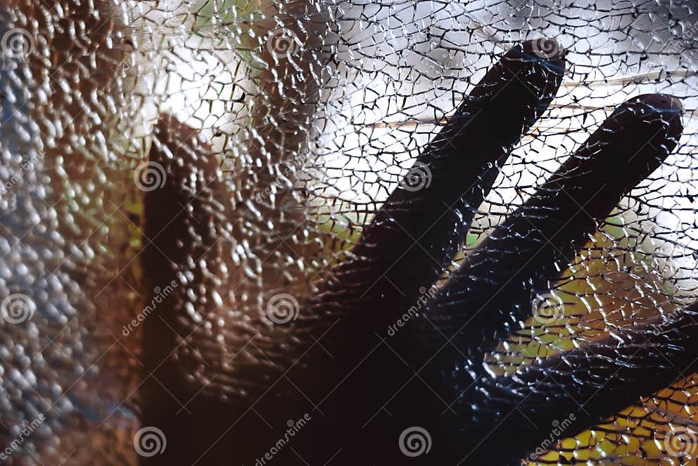 Hand on broken glass stock photo. Image of mobile, crashed - 123325472