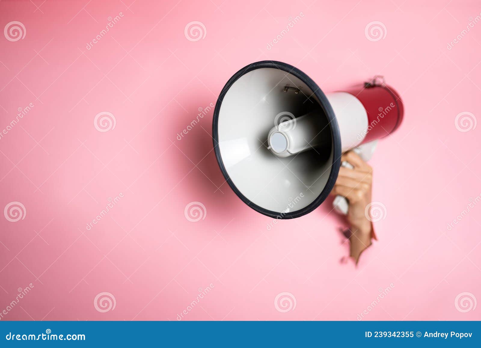 Hand from Broken Wall Hole Megaphone Stock Image - Image of speech ...