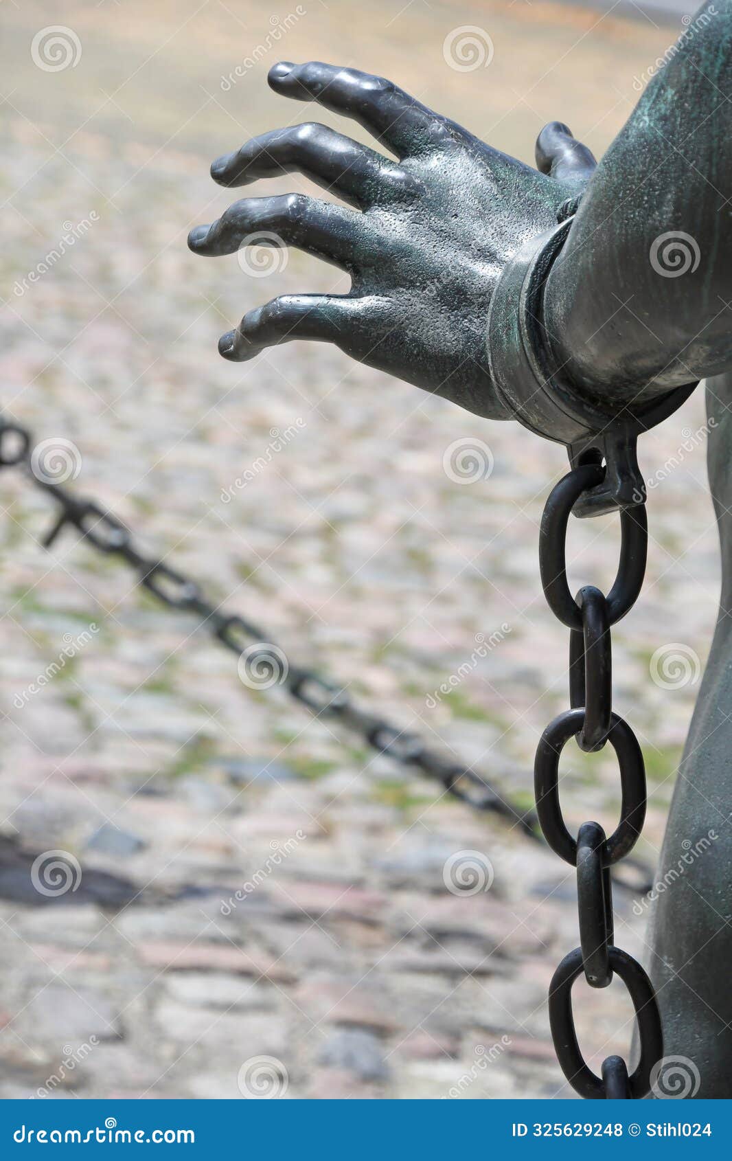 Hand of a Bronze Statue with Fetter and Chain Stock Photo - Image of ...