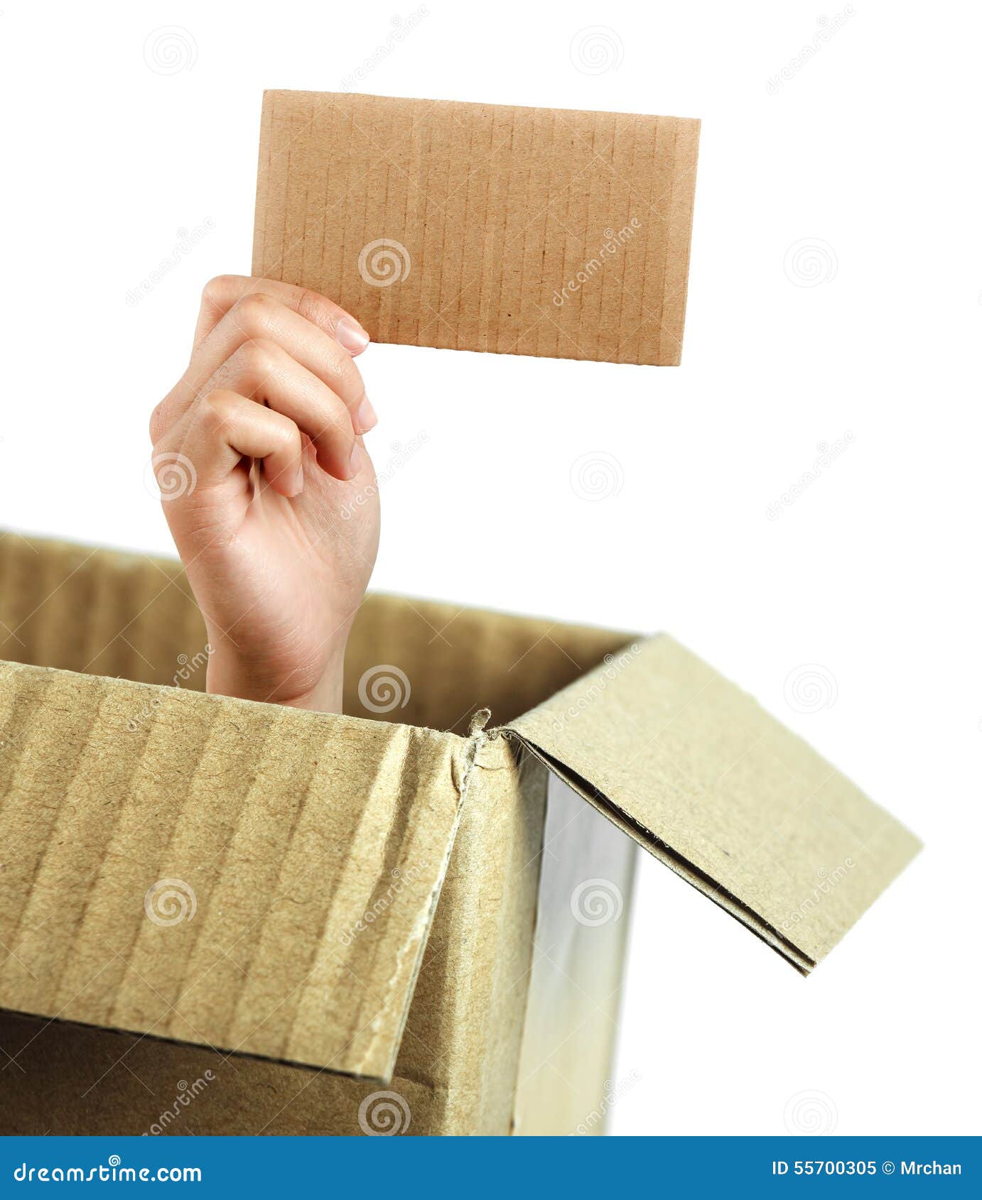 Hand with Brown Card Out of Box Stock Image - Image of delivery, giving ...