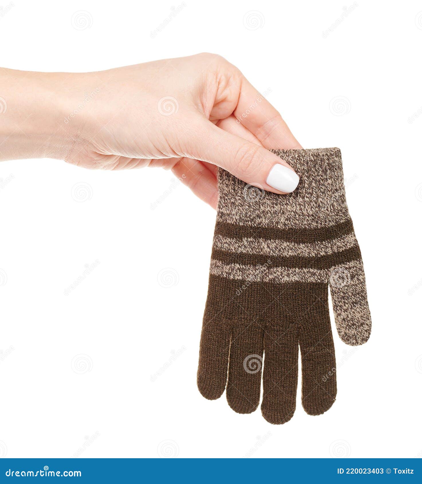 Hand with Brown Child Gloves Isolated on White Background Stock Image ...
