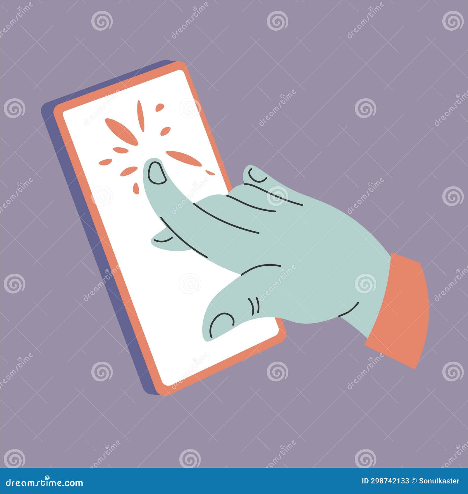 Hand Browsing on Tablet, Drawing in Application Stock Vector ...