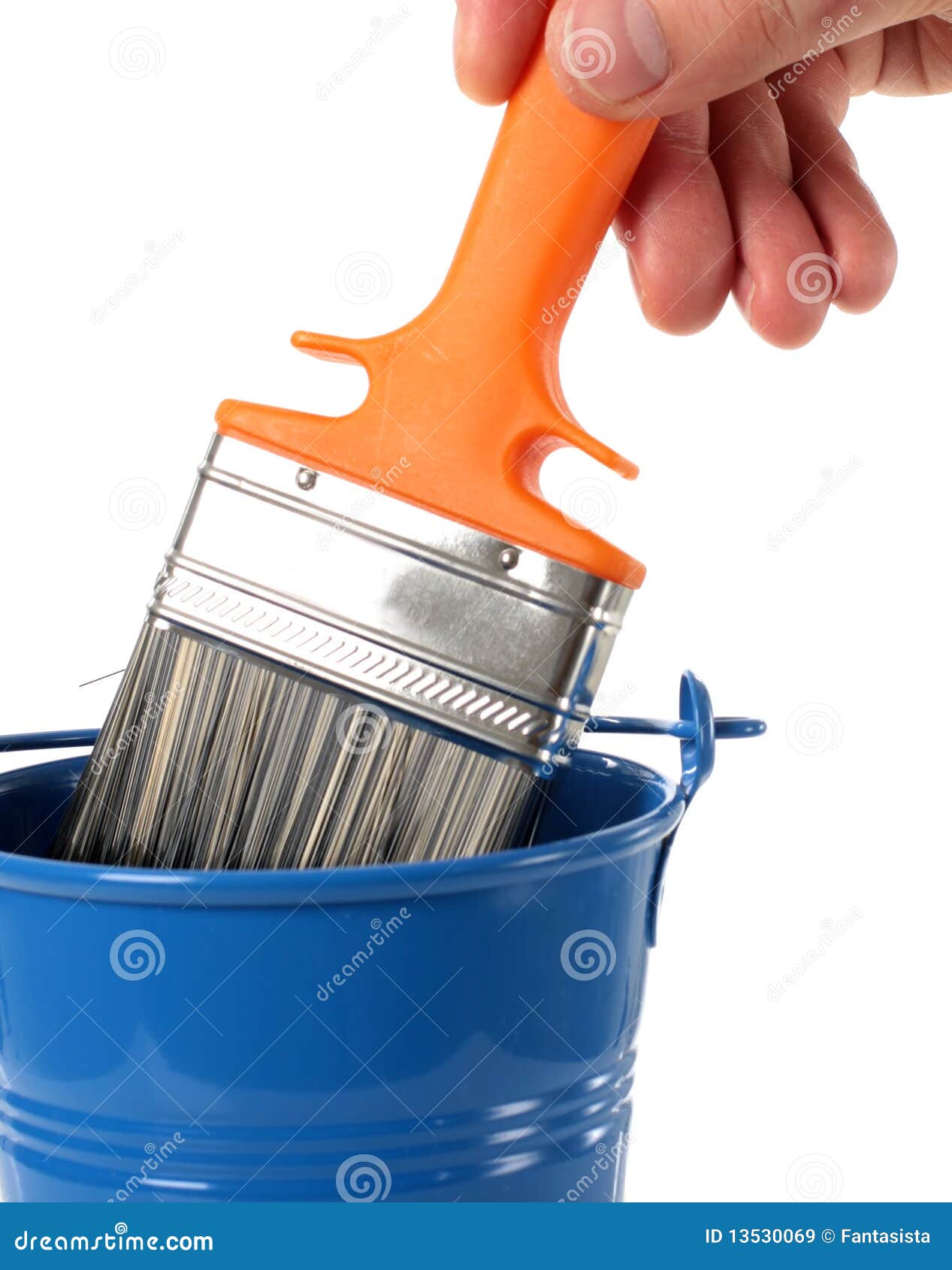 Hand with Brush and Bucket. Stock Image - Image of equipment, palette ...
