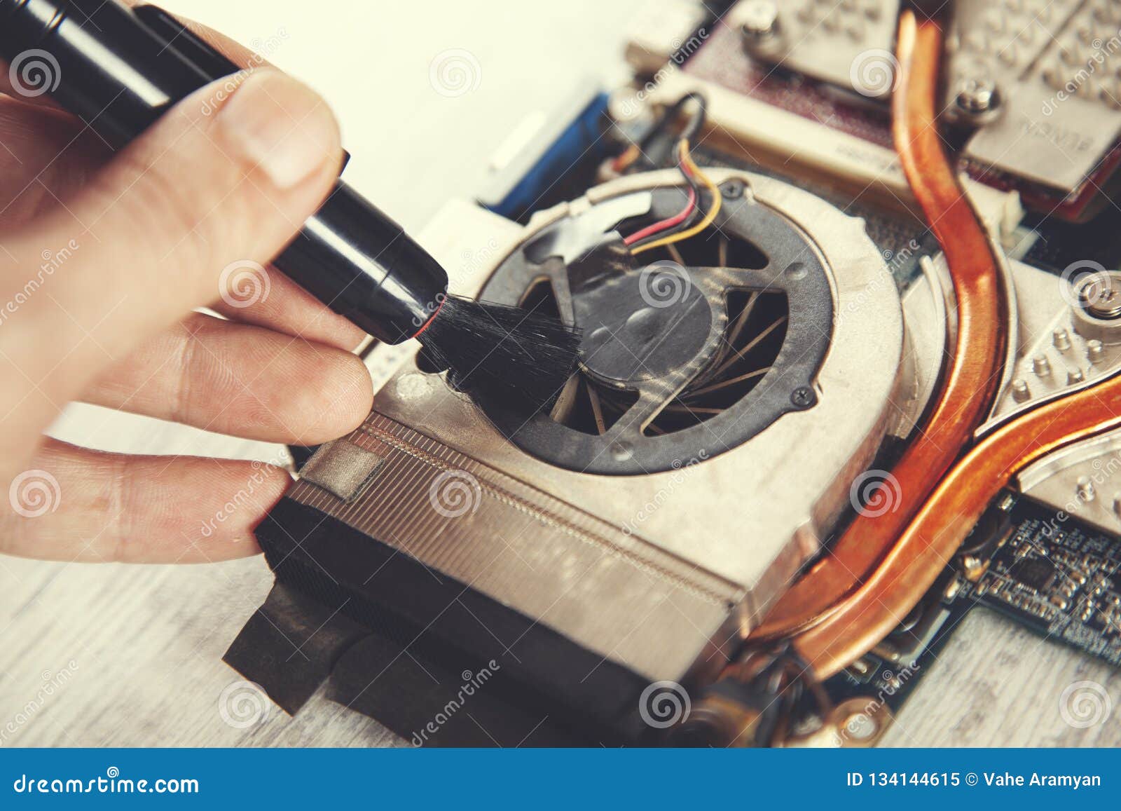 Hand Brush with Computer Fan Stock Image - Image of technology, heat ...
