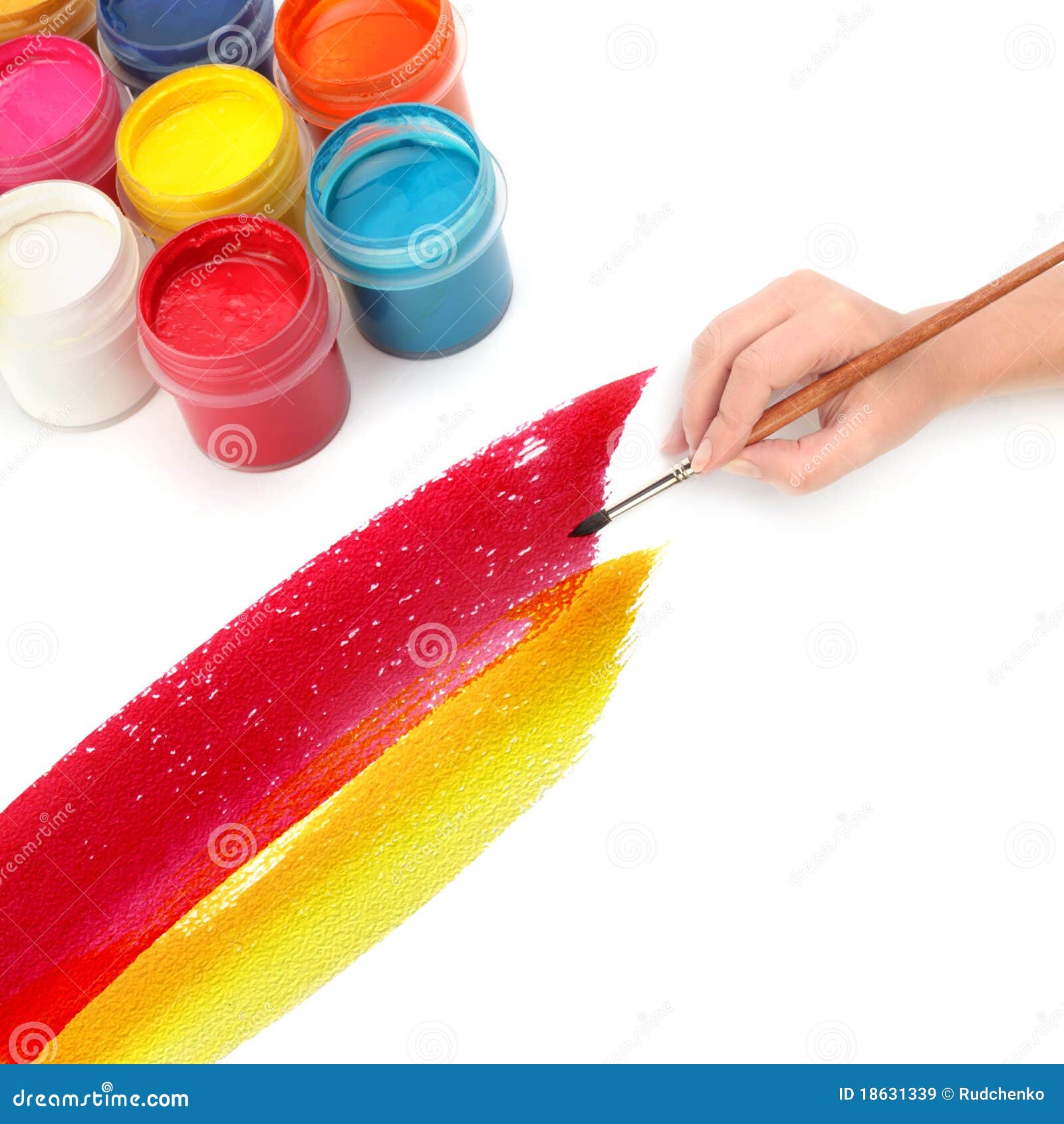 Hand with brush and paint stock image. Image of stain - 18631339