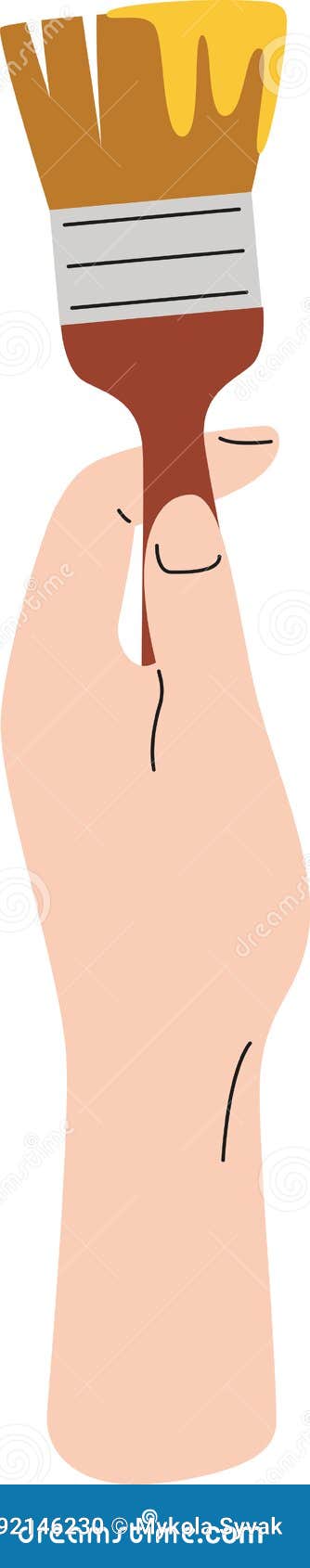 Hand with Brush Painting stock illustration. Illustration of craft ...