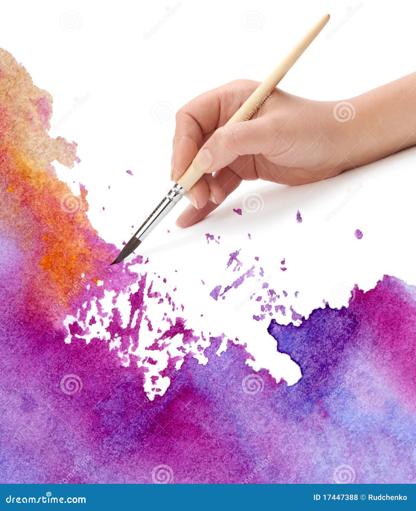Hand with Brush and Watercolor Stock Photo - Image of canvas, sketch ...