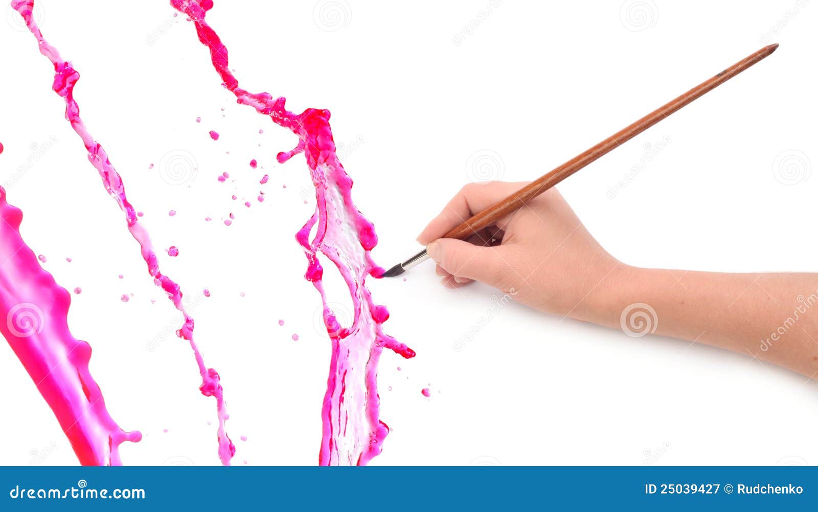 Hand with Brushand Paint Splash Stock Image - Image of color, education ...