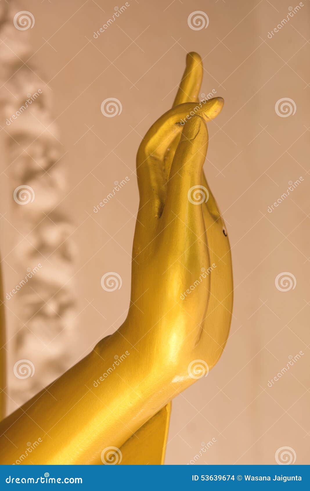 Hand of Buddha statue. stock photo. Image of religion - 53639674