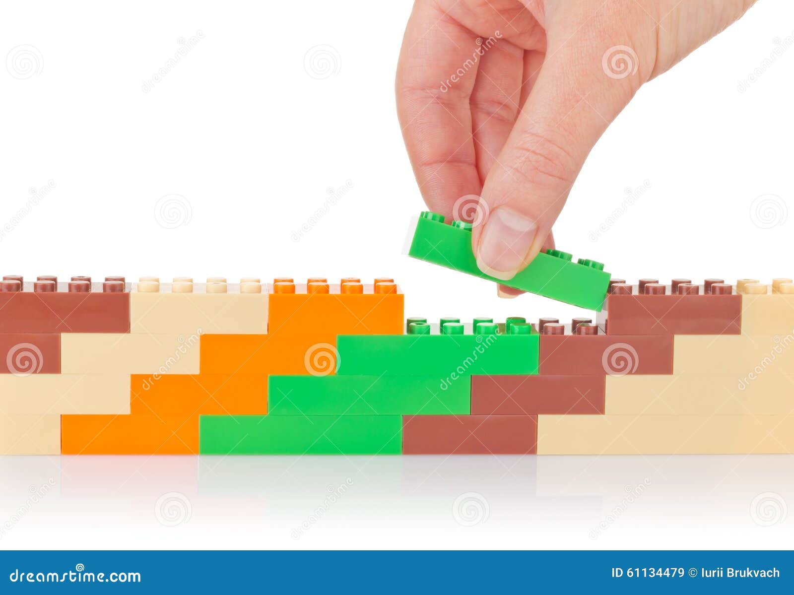 Hand Build Wall of Colour Toy Block Stock Image - Image of element ...