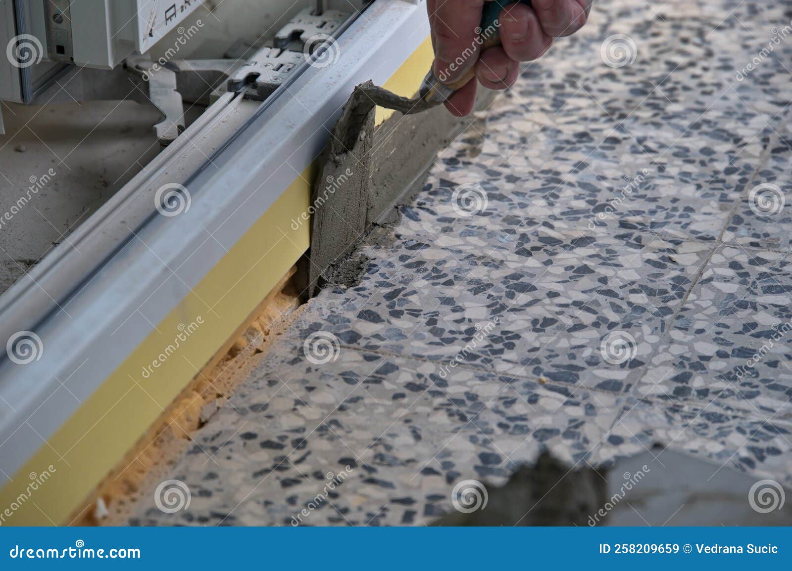 Hand Builder Leveling Concrete Stock Image - Image of home, equipment ...