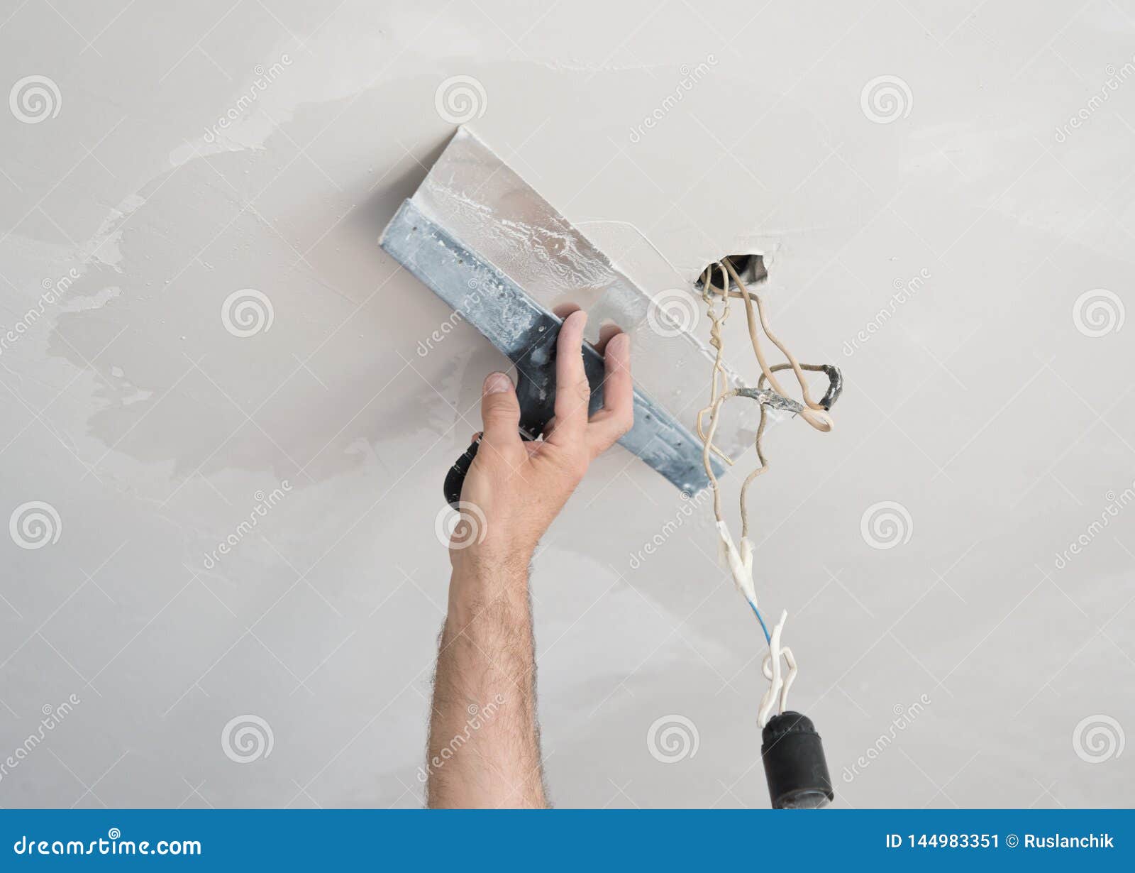 Renovation of ceiling stock image. Image of plaster - 144983351