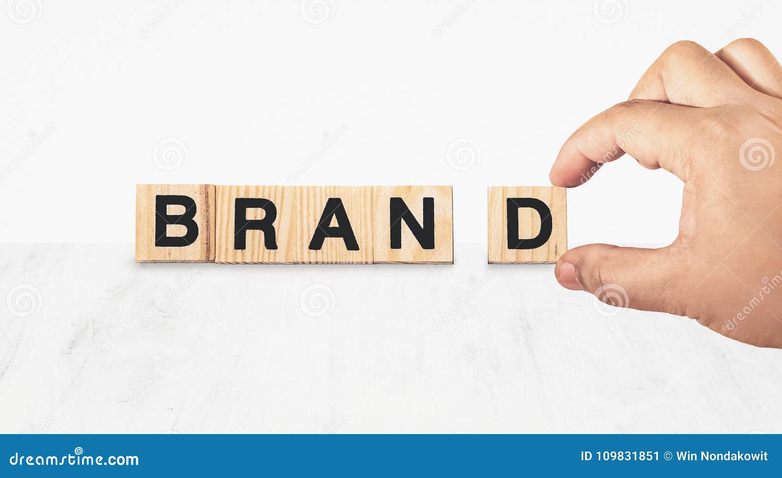 Hand Building Brand on White Stock Image - Image of market, branding ...
