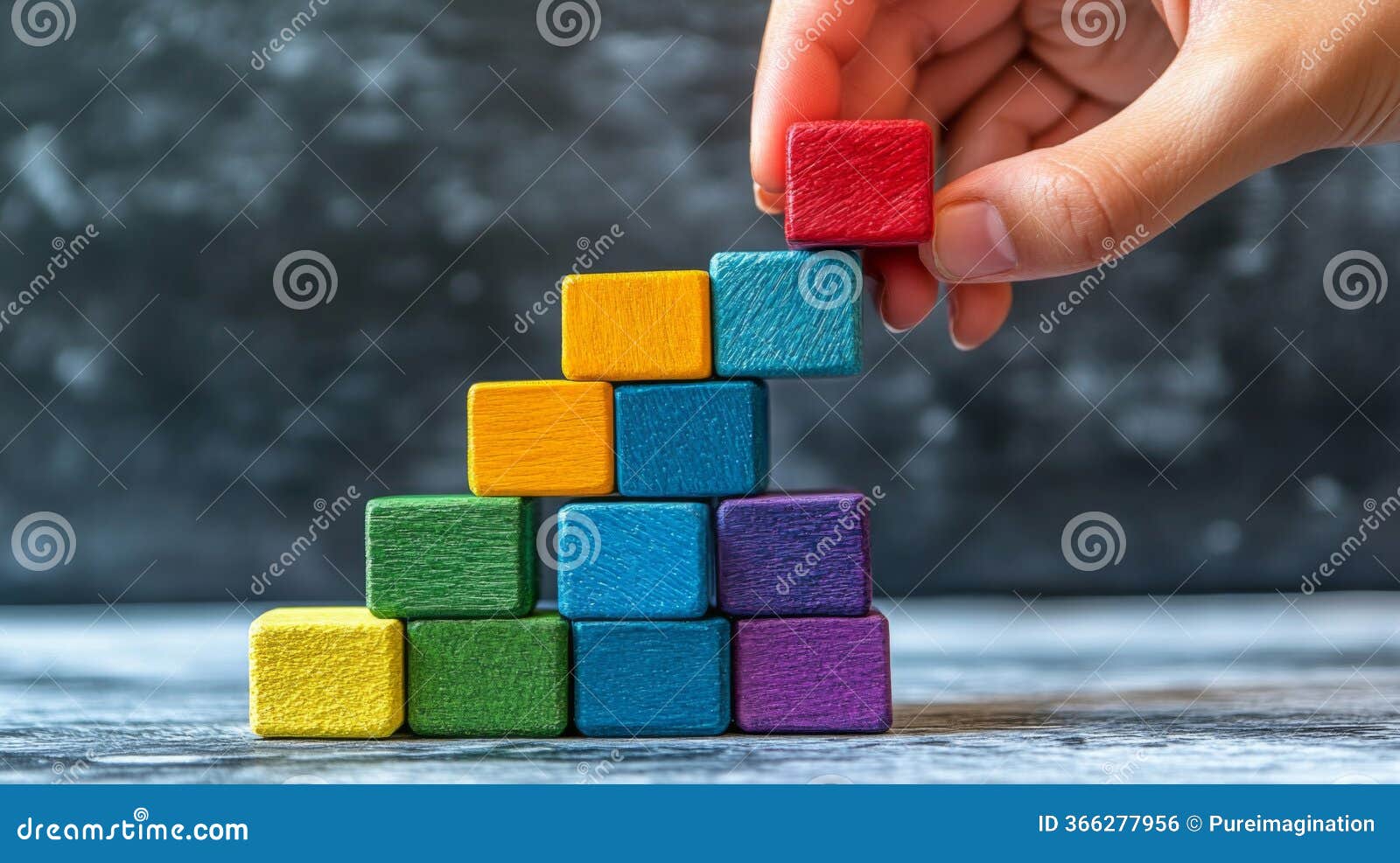 Block Set Up For Staircase With Light Bulbs On The Top Point. Business ...