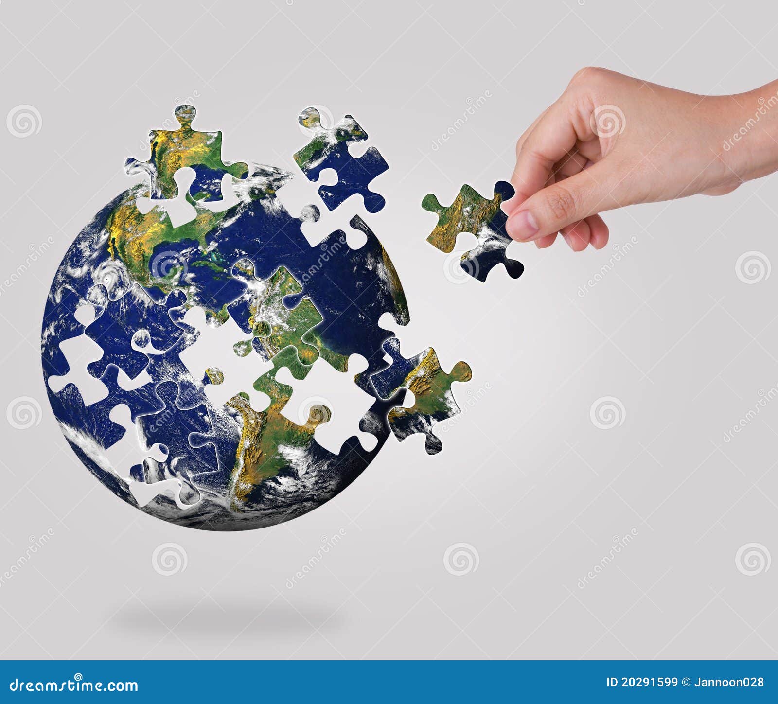 Hand Building Puzzle Globe. Stock Image - Image of build, africa: 20291599