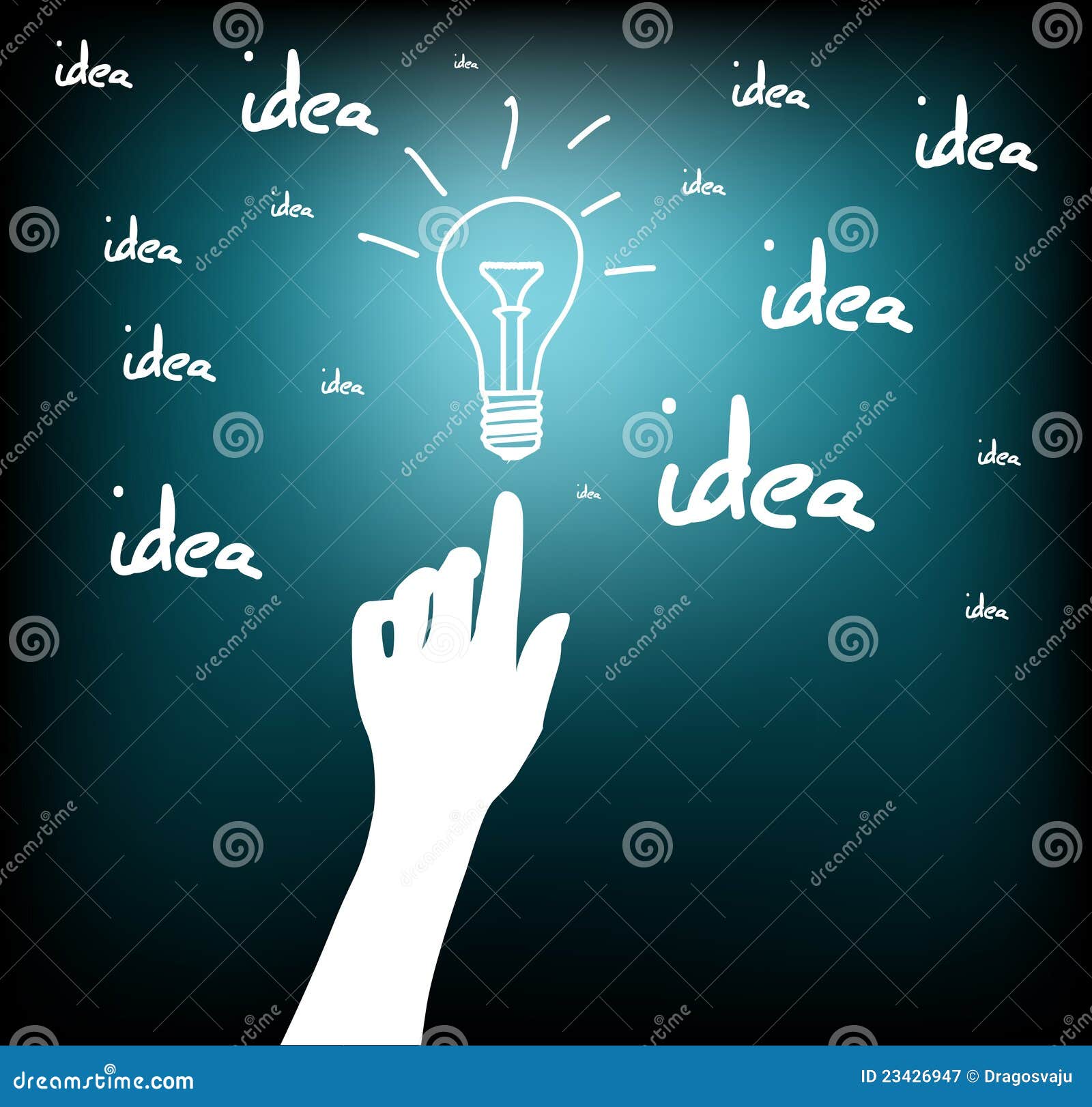 Hand_bulb_idea stock vector. Illustration of fluorescent - 23426947