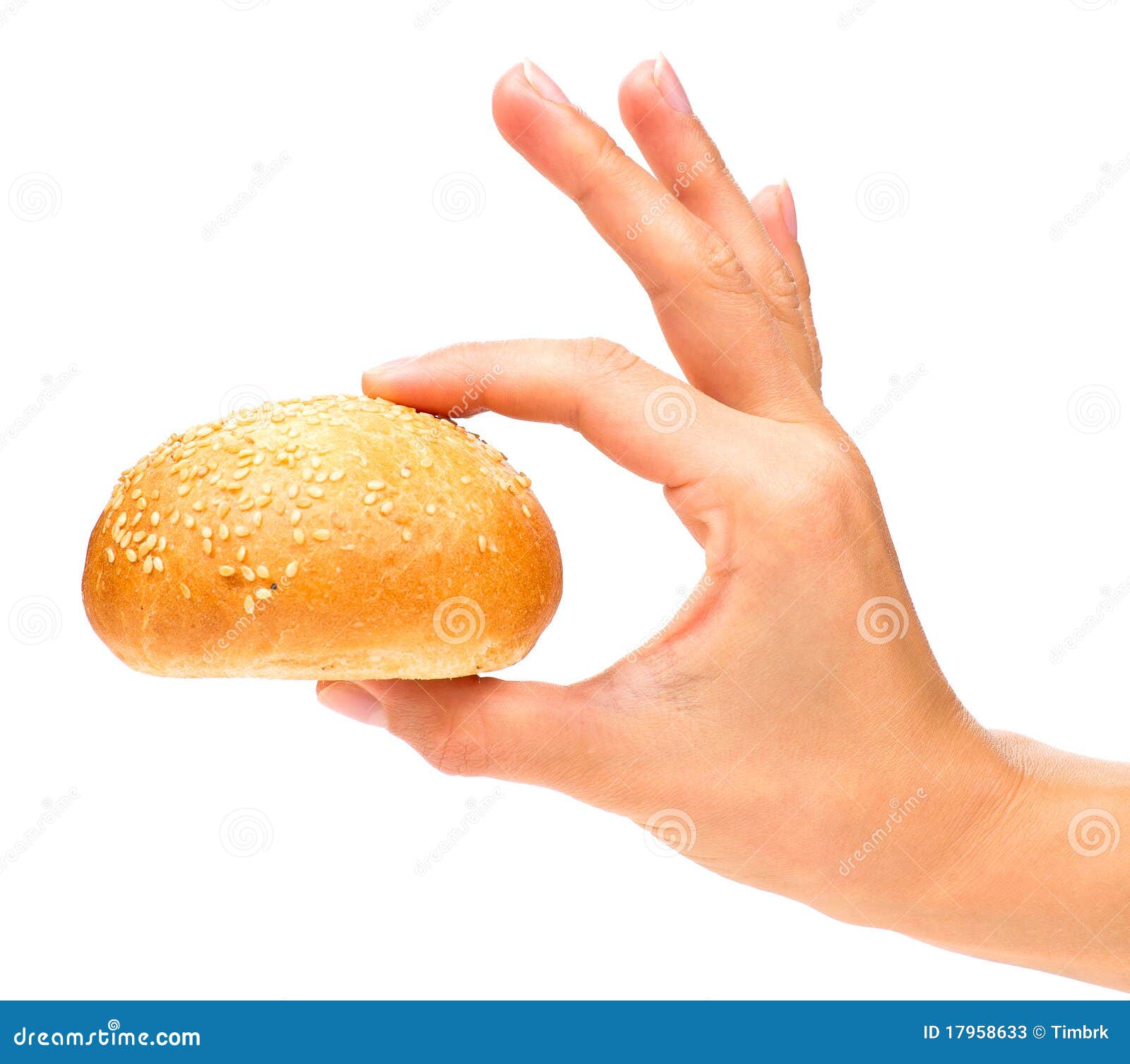 Hand with bun stock image. Image of isolated, roll, carefully - 17958633