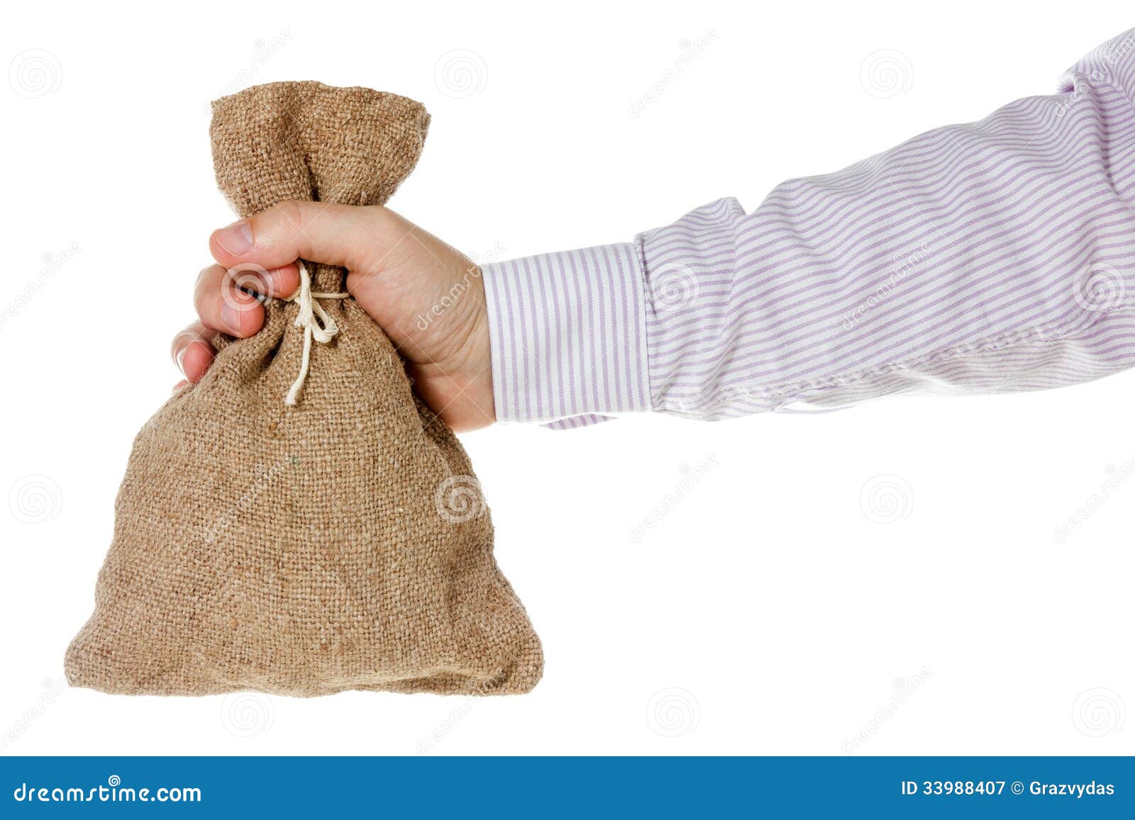 Hand with burlap sack stock image. Image of textile, commerce - 33988407
