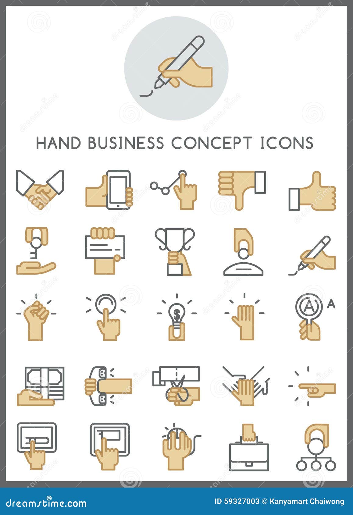 Hand Business Concept Icons Set Stock Vector - Illustration of hand ...